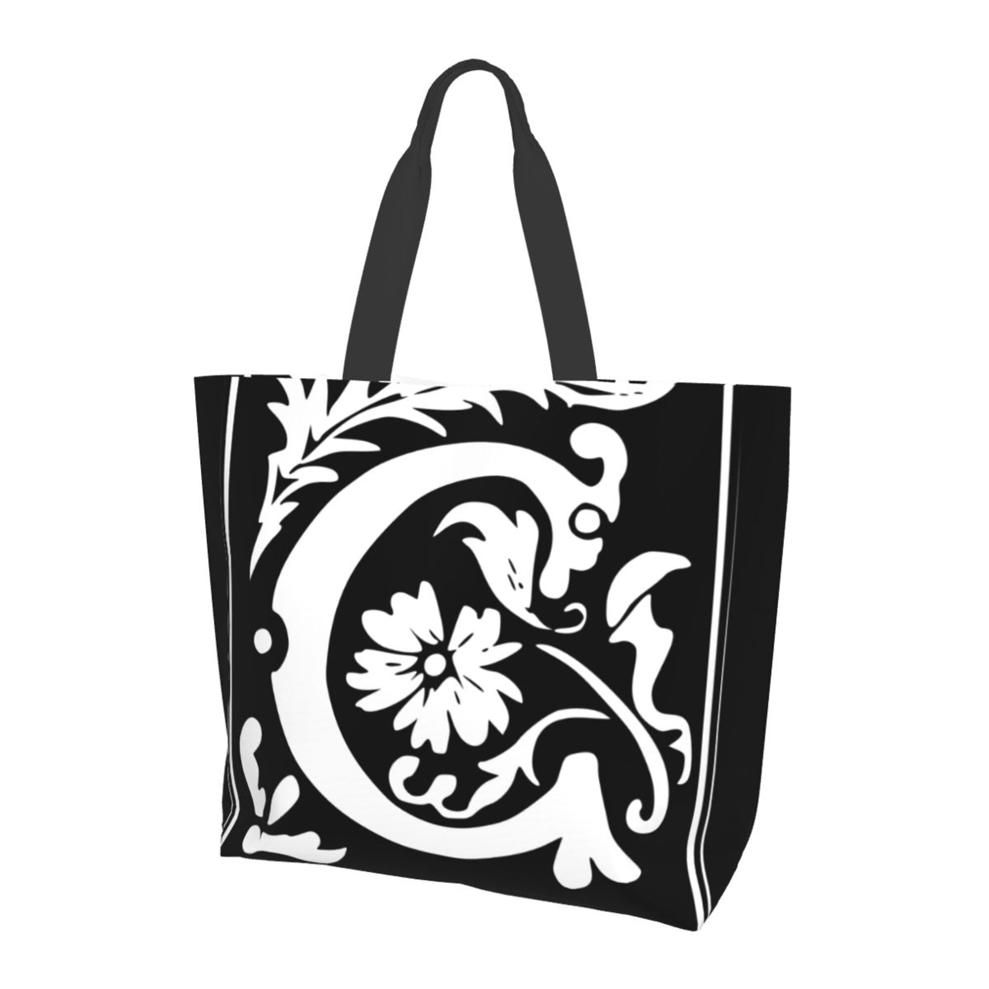 ZICANCN Canvas Tote Bag Aesthetic - Monogram Letter C Grocery Bags ...