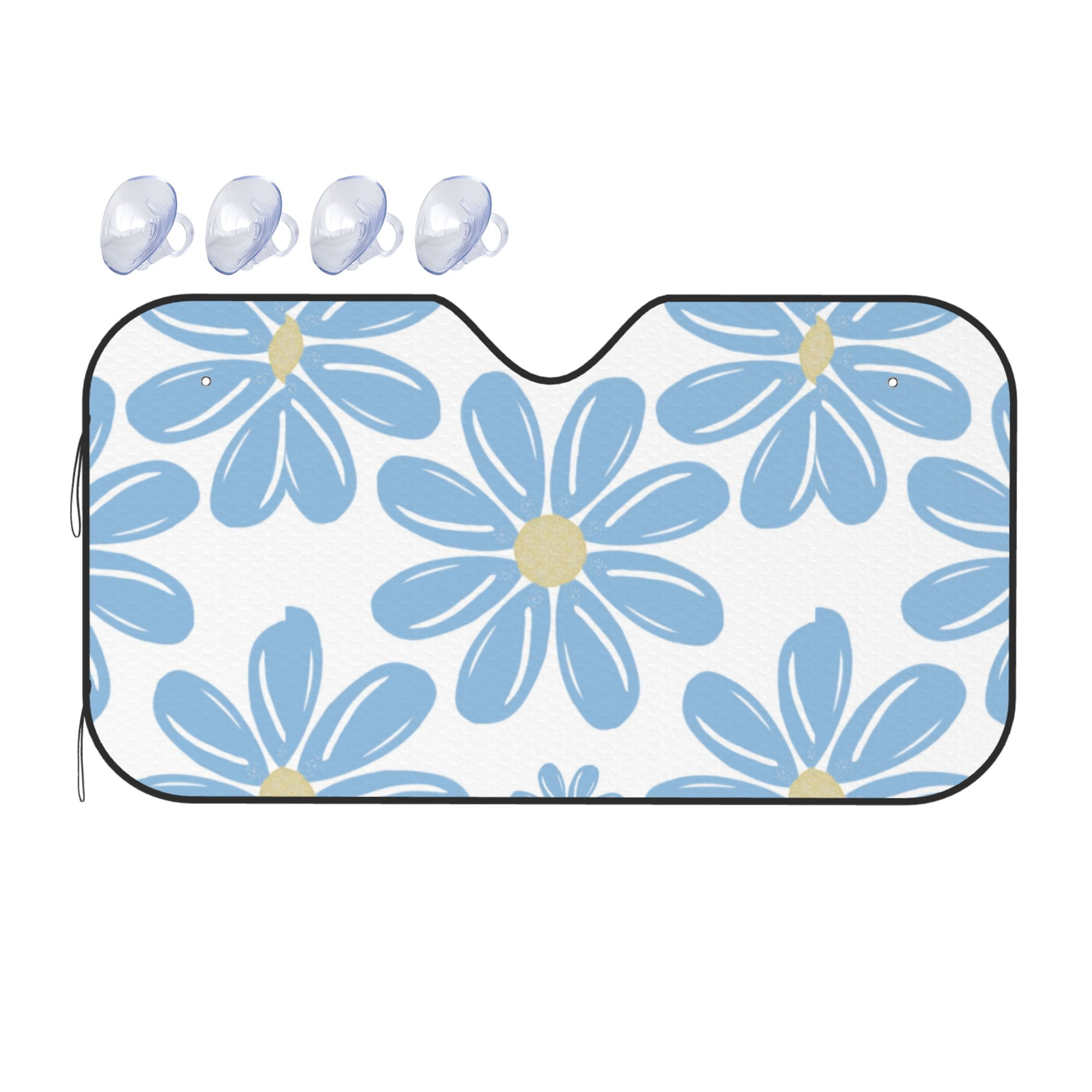 ZICANCN Car Sun Shades Front Windshield, Blue Bloom Petal Art ...