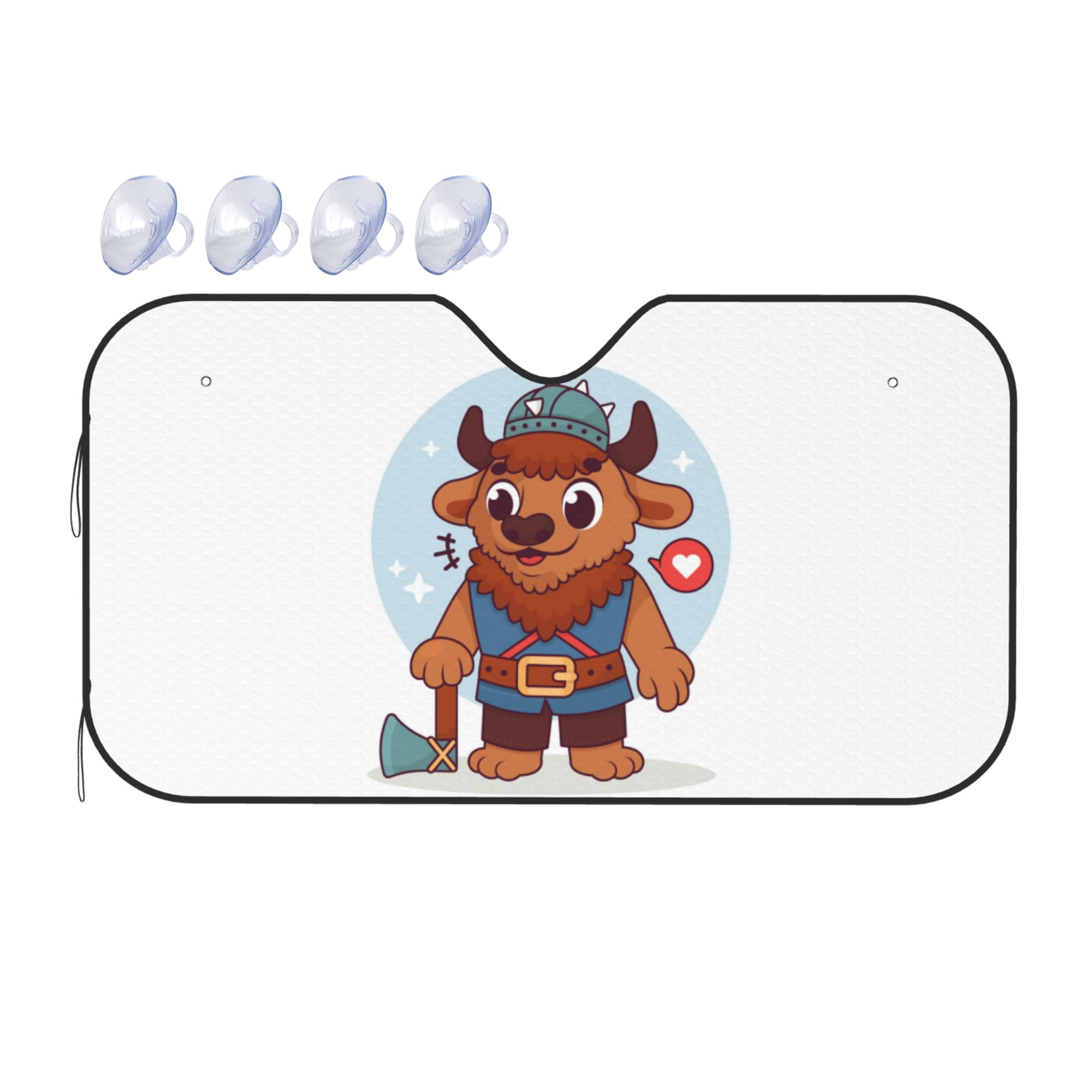 ZICANCN Car Sun Shades Front Windshield, Cartoon Bison Axe Automotive ...