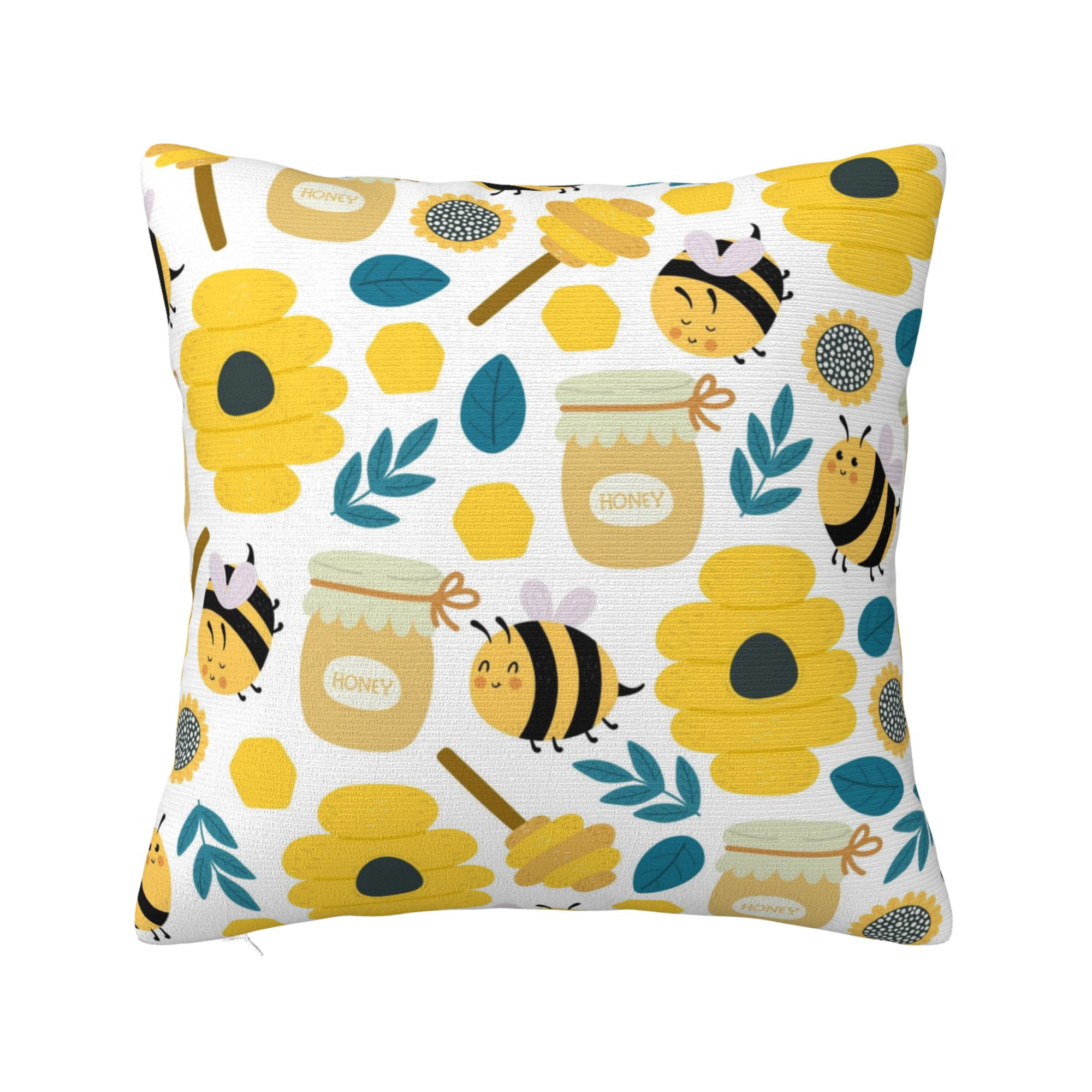 ZICANCN Cartoon Bees Honey Animals Throw Pillow Covers, Bed Couch Sofa ...