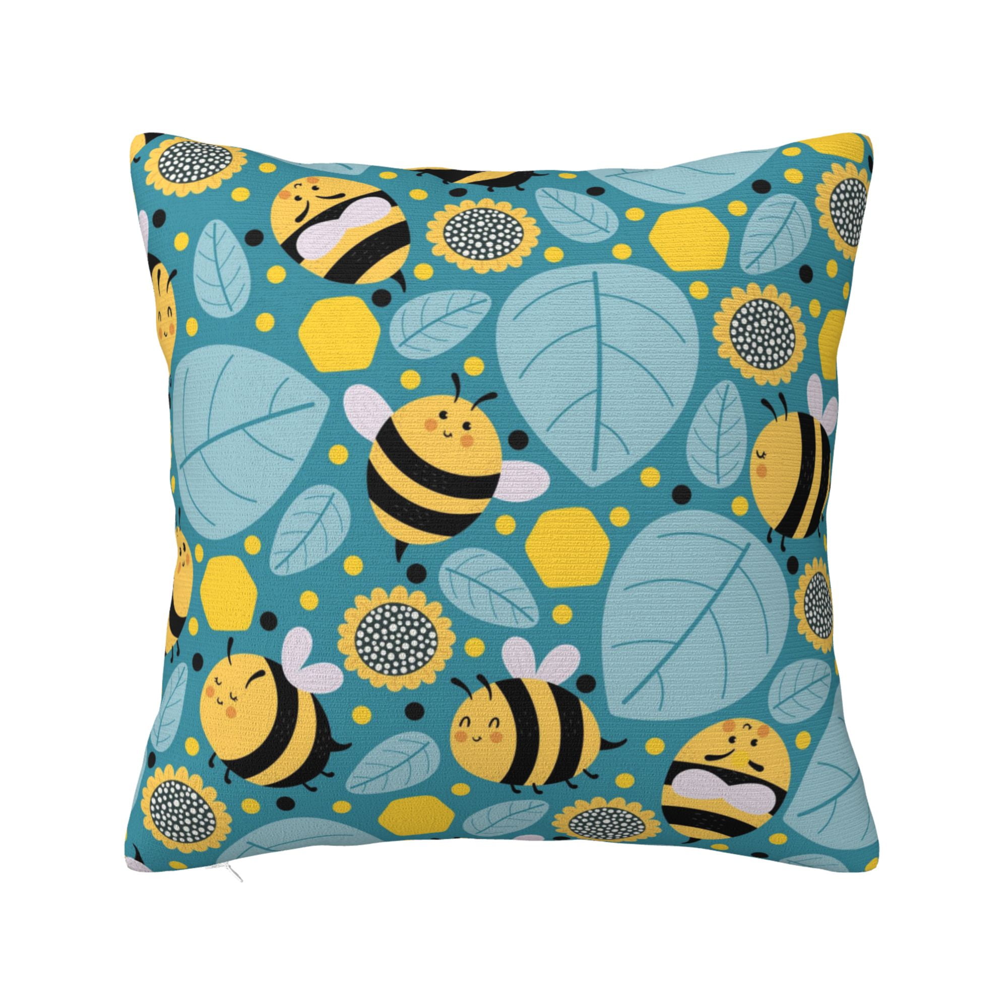ZICANCN Cartoon Bumble Bee Sunflower Throw Pillow Covers, Bed Couch ...