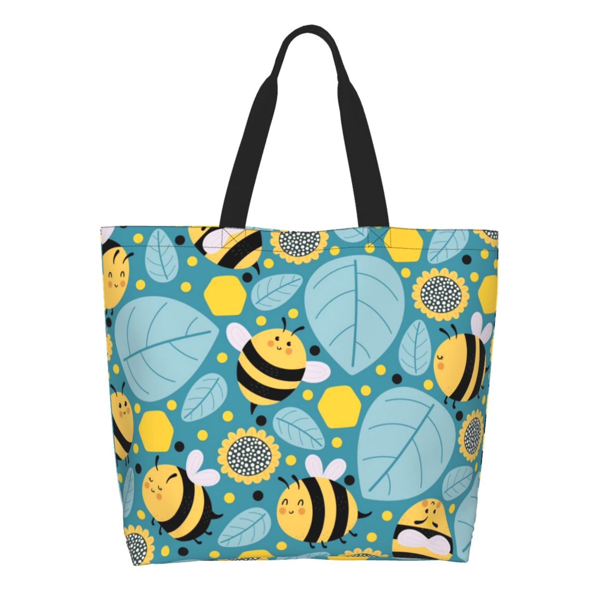 ZICANCN Cartoon Bumble Bee Sunflower Tote Bag, Grocery Bags Reusable ...