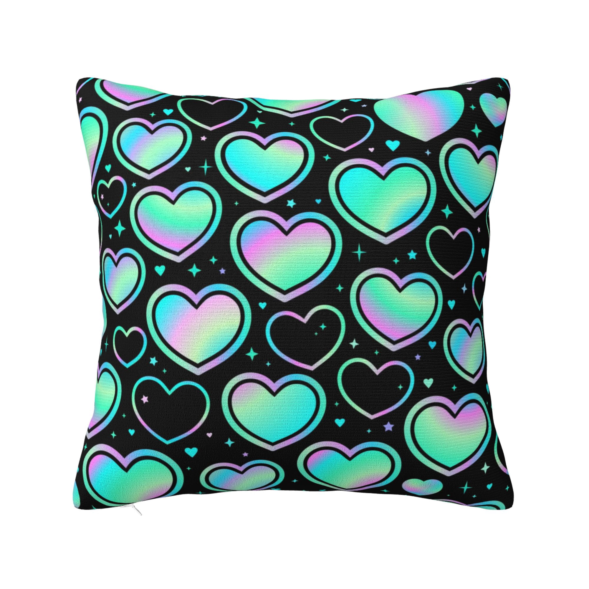 ZICANCN Colorful Sparkling Heart Throw Pillow Covers, Bed Couch Sofa ...