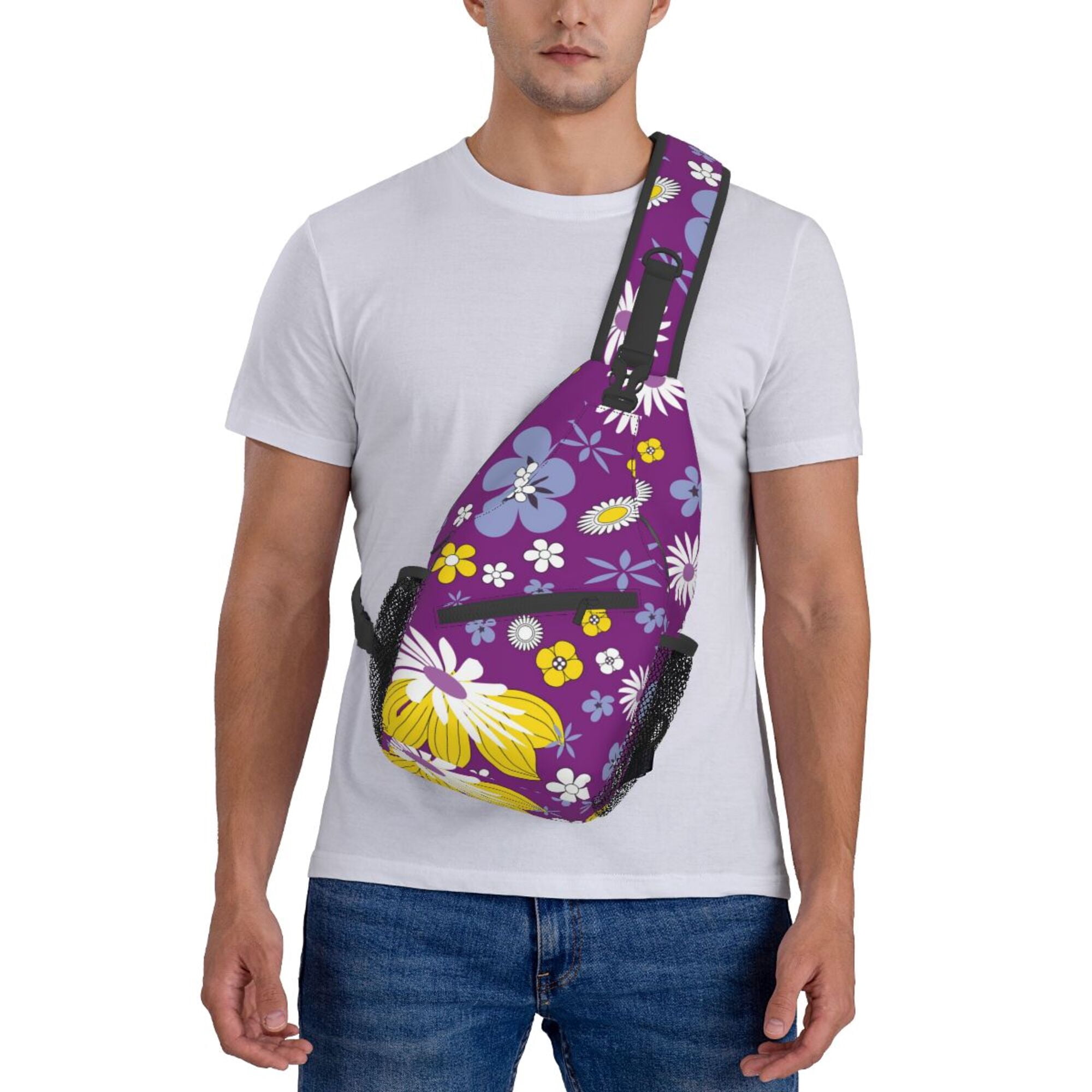 ZICANCN Crossbody Sling Bags for Women Men,Purple Floral Flowers Casual ...