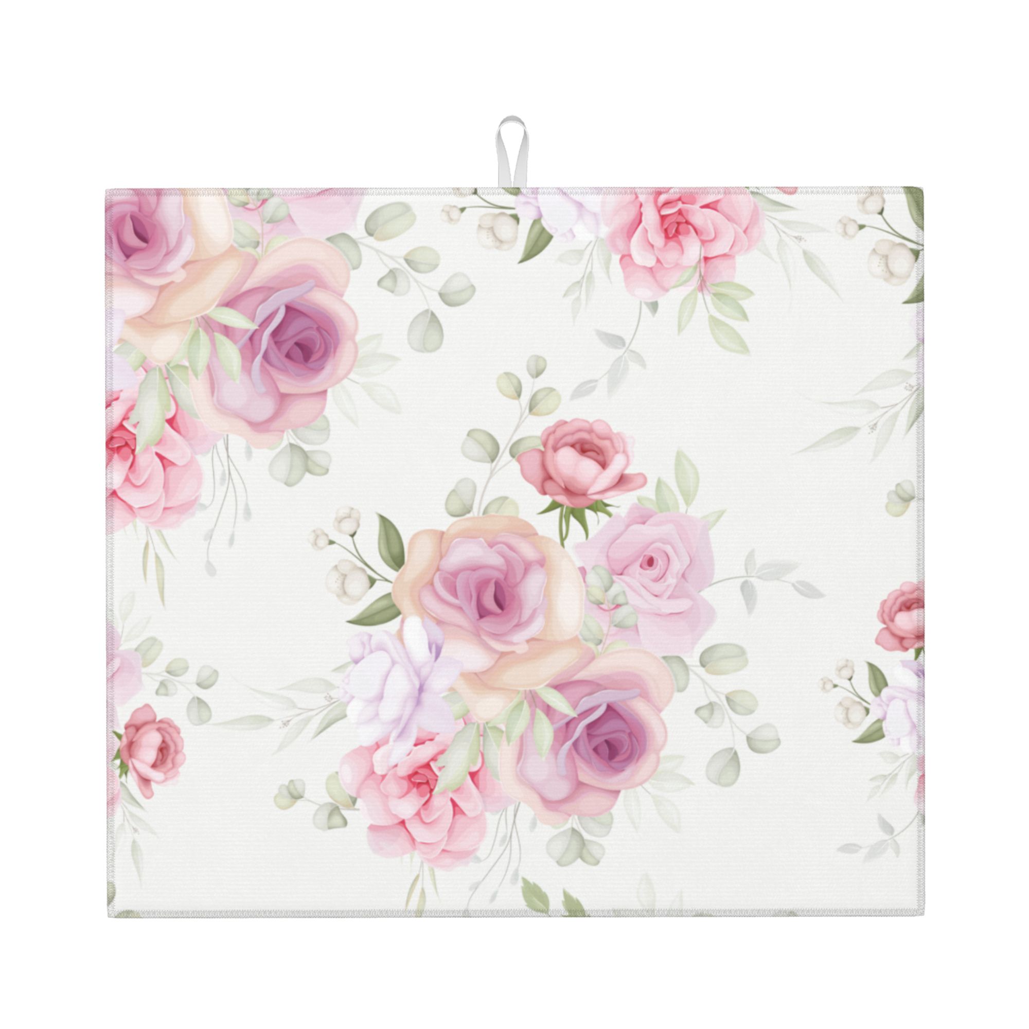 ZICANCN Dish Drying Mat for Kitchen Countertop, Elegant Roses Print ...