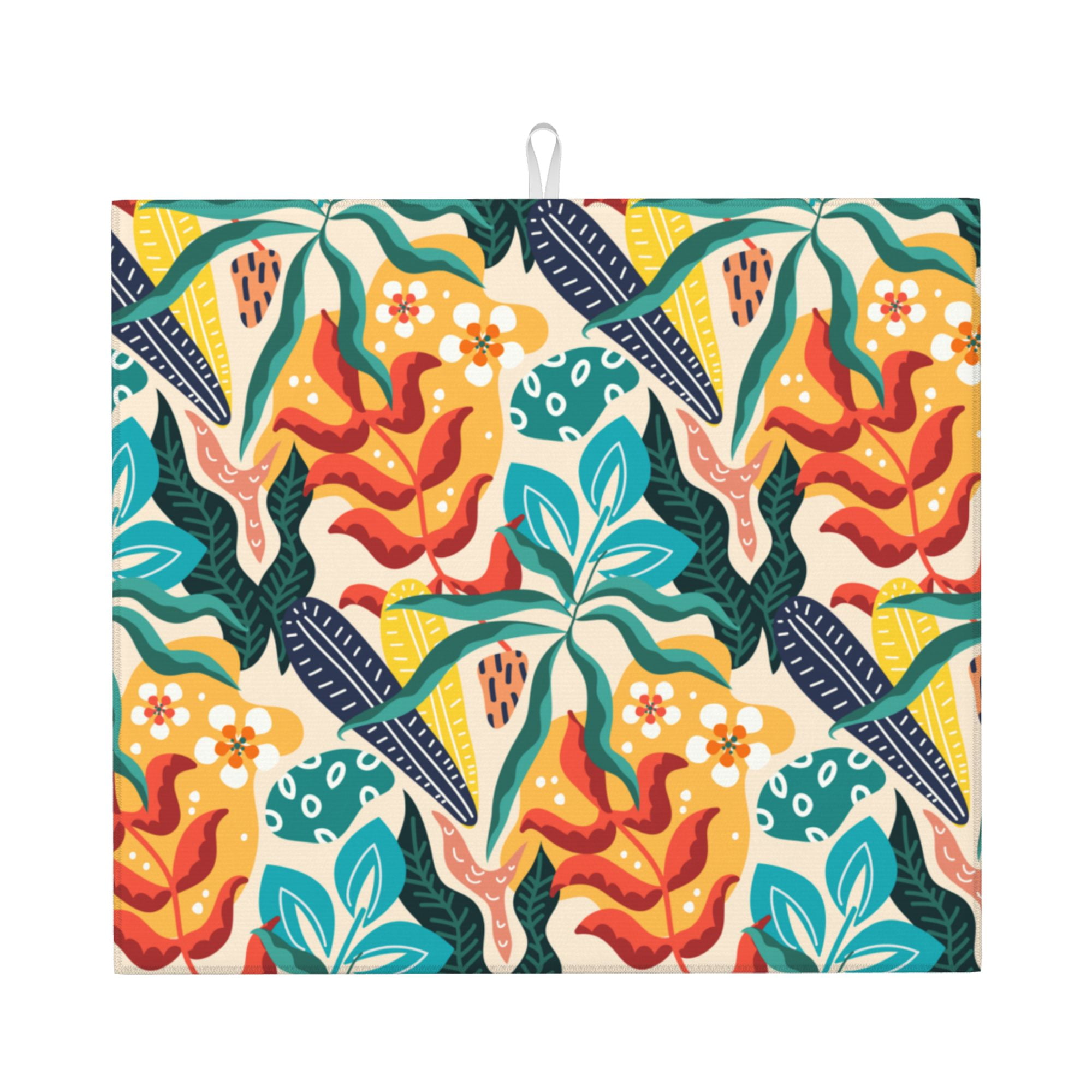 ZICANCN Dish Drying Mat for Kitchen Countertop, Lush Foliage Leafy ...