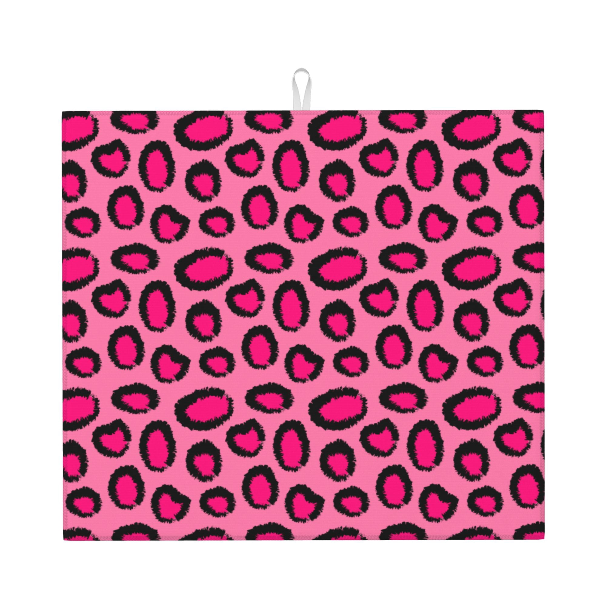 ZICANCN Dish Drying Mat for Kitchen Countertop, Magenta Modern Leopard ...