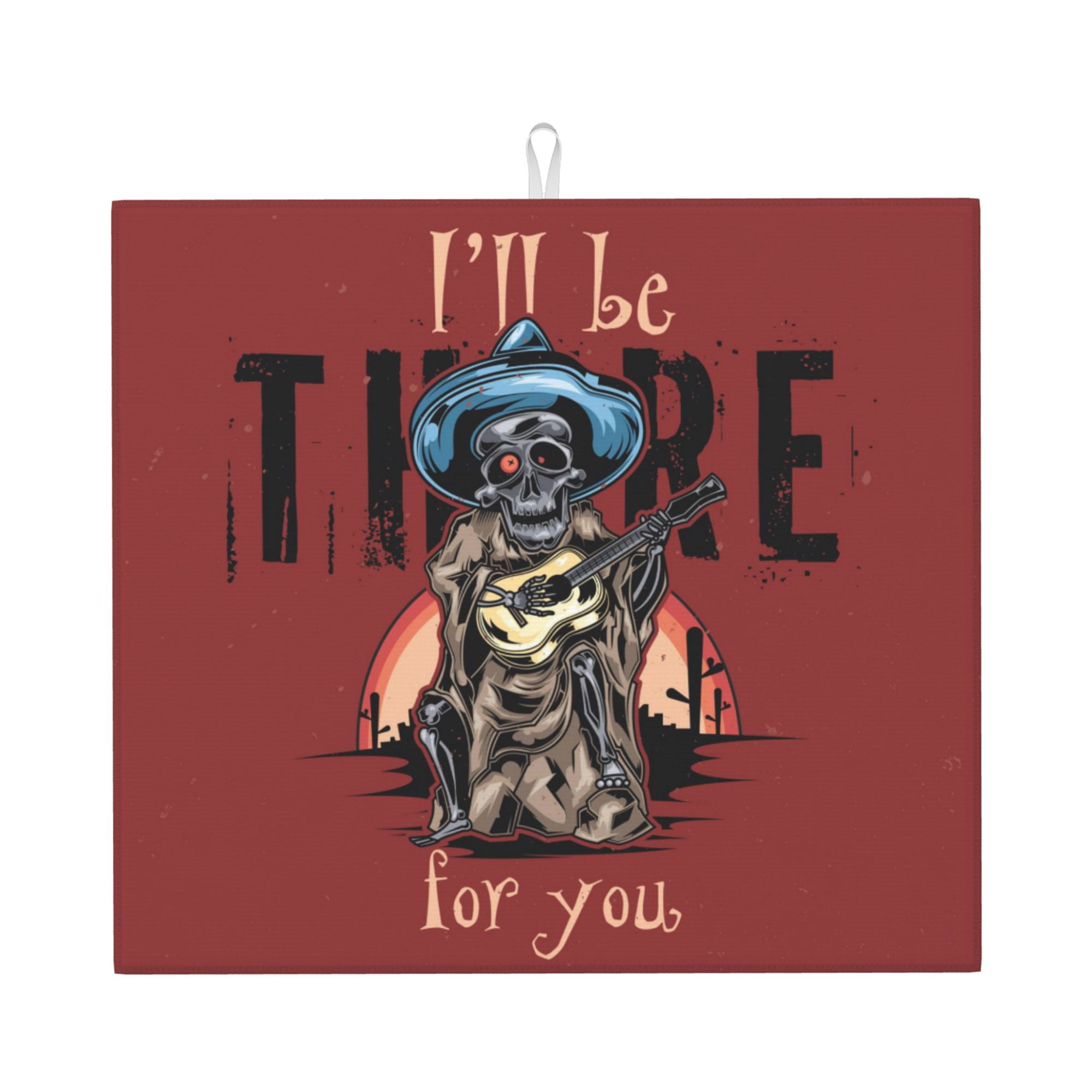 ZICANCN Dish Drying Mat for Kitchen Countertop, Mexican Skull Bones ...