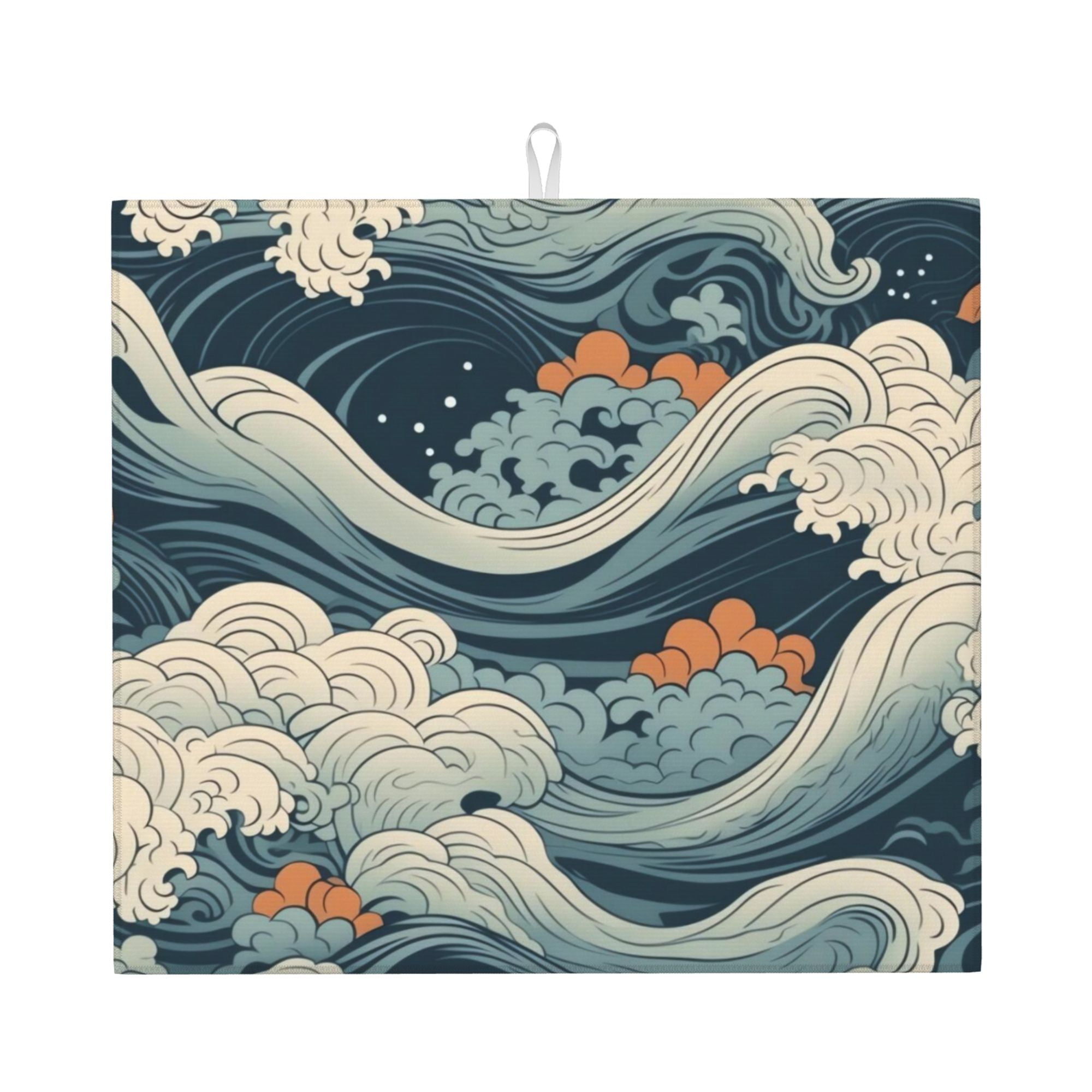 ZICANCN Dish Drying Mat for Kitchen Countertop, Sea Water Funny Wave ...