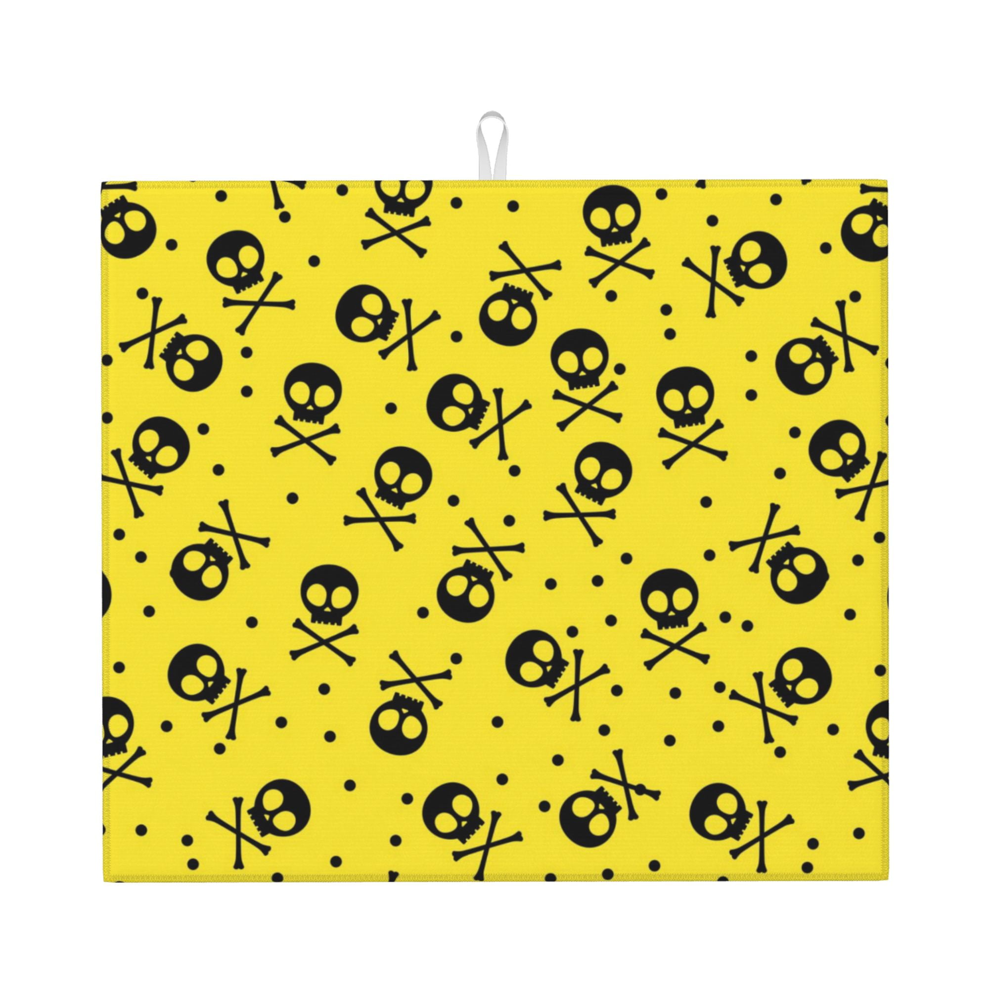 ZICANCN Dish Drying Mat for Kitchen Countertop, Skull Print Bones ...
