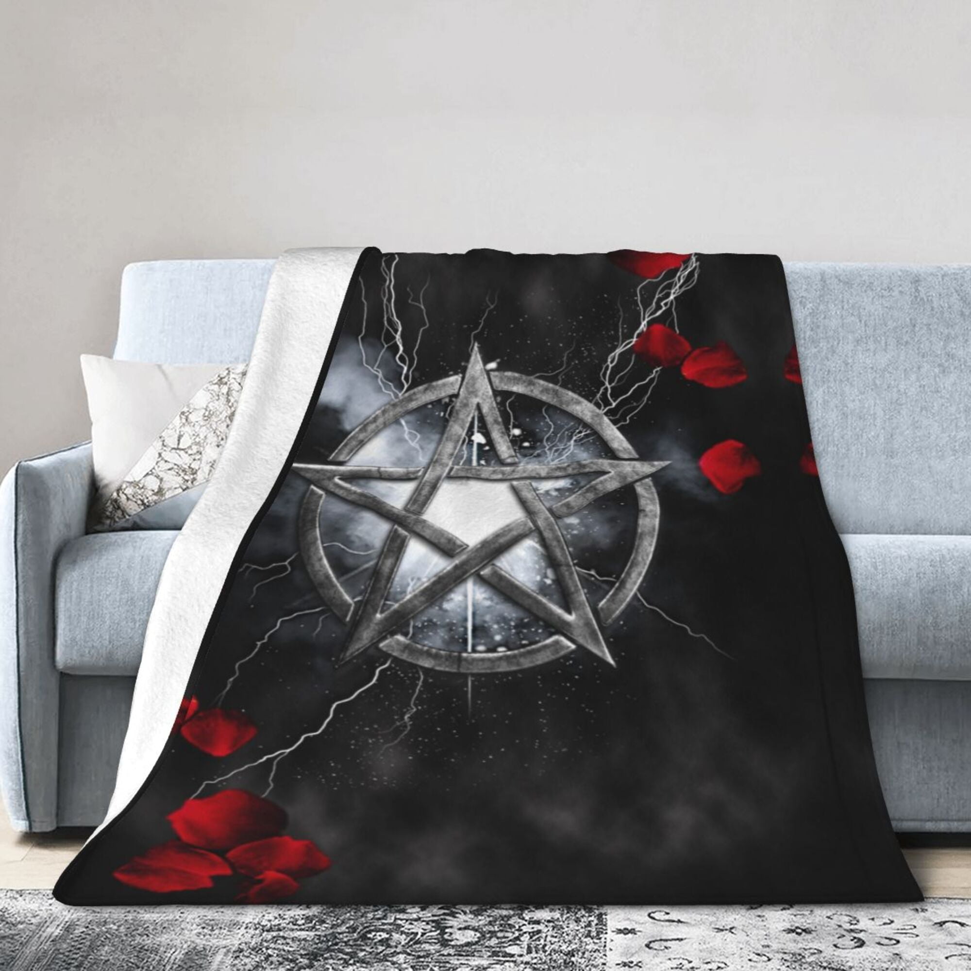 ZICANCN Gothic Fantasy Pentagram Petals Anti-Pilling Flannel Bed Throw Blankets - Couch-Ultra ...
