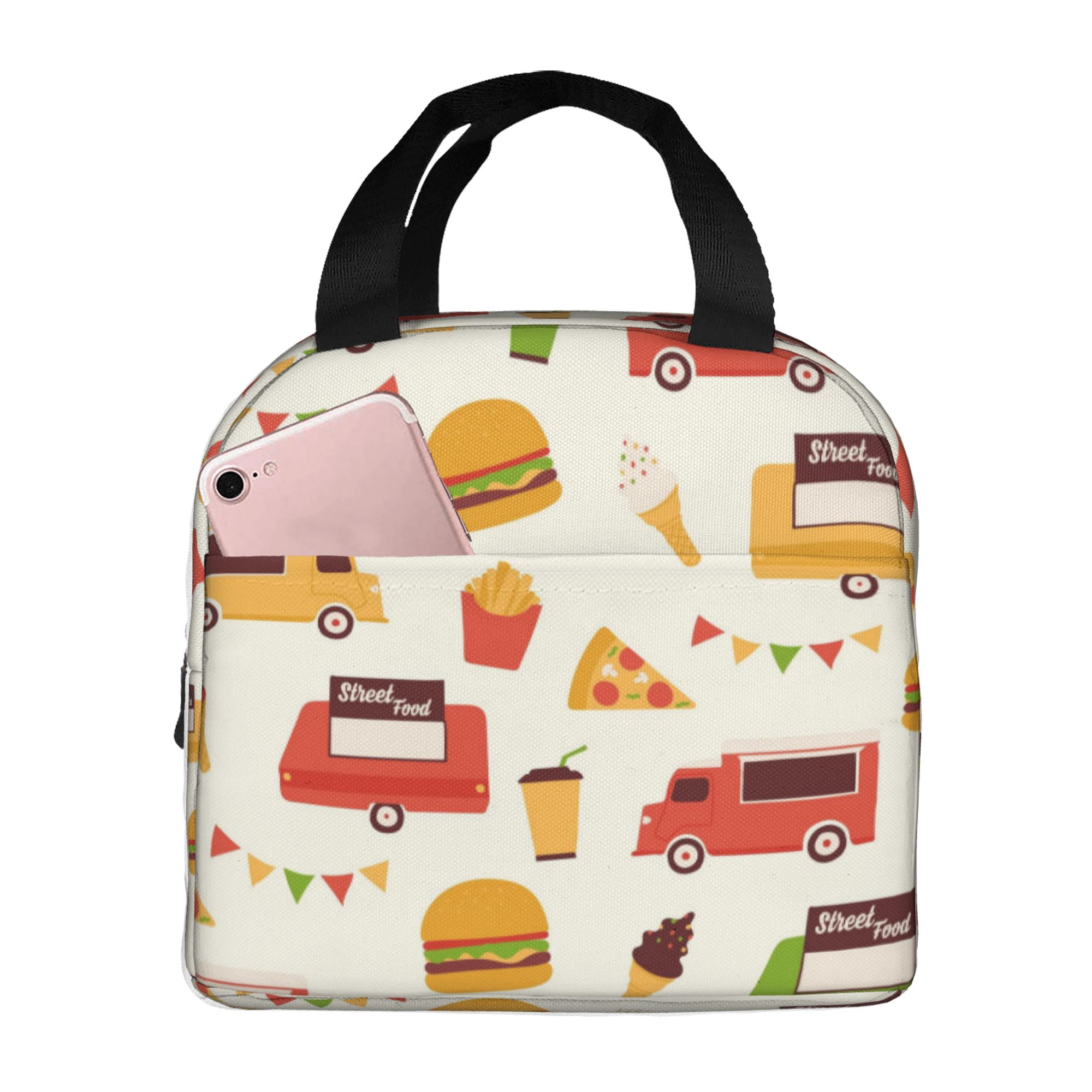 ZICANCN Insulated Lunch Bag for Women Men, Cartoon Cafe Burger ...