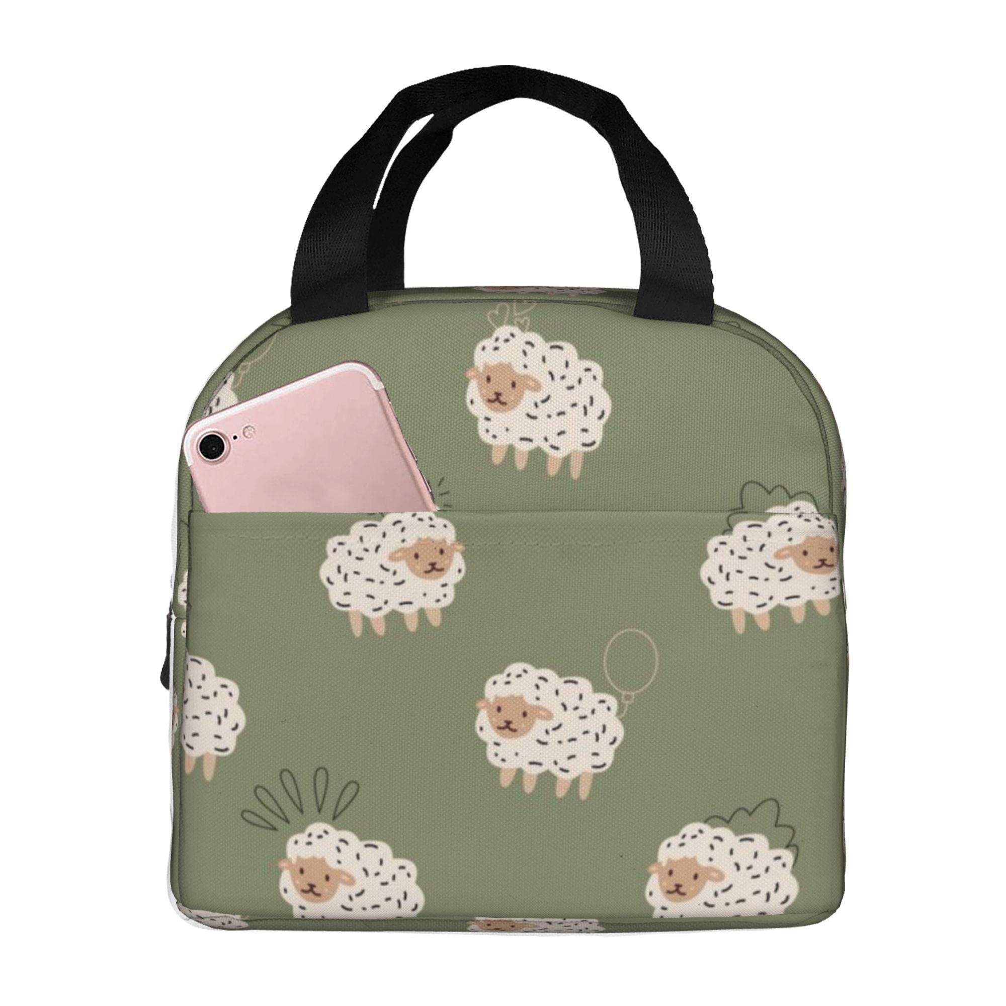 ZICANCN Insulated Lunch Bag for Women Men, Green Kawaii Sheep Reusable ...