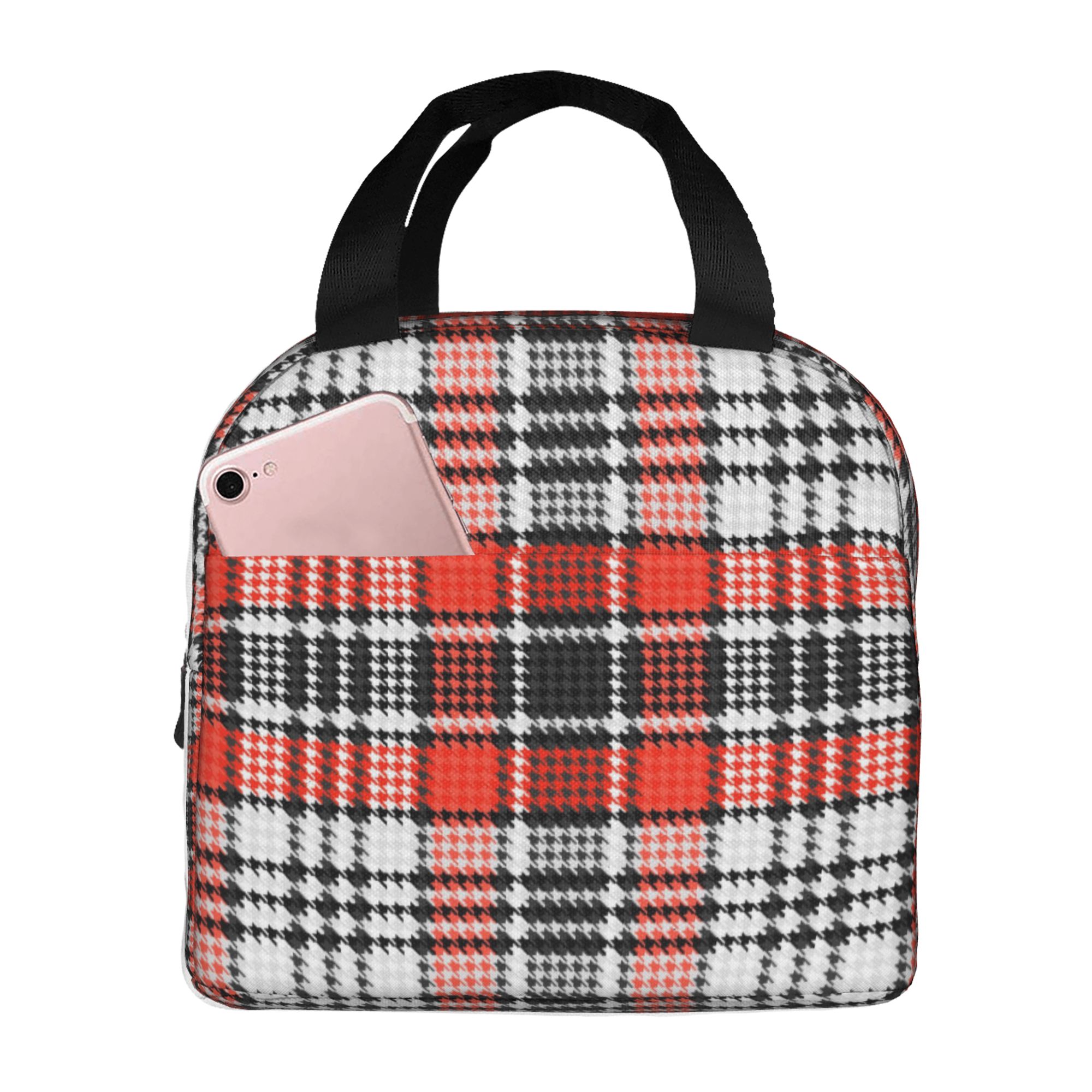 ZICANCN Insulated Lunch Bag for Women Men, Red Black Modren Stripe ...