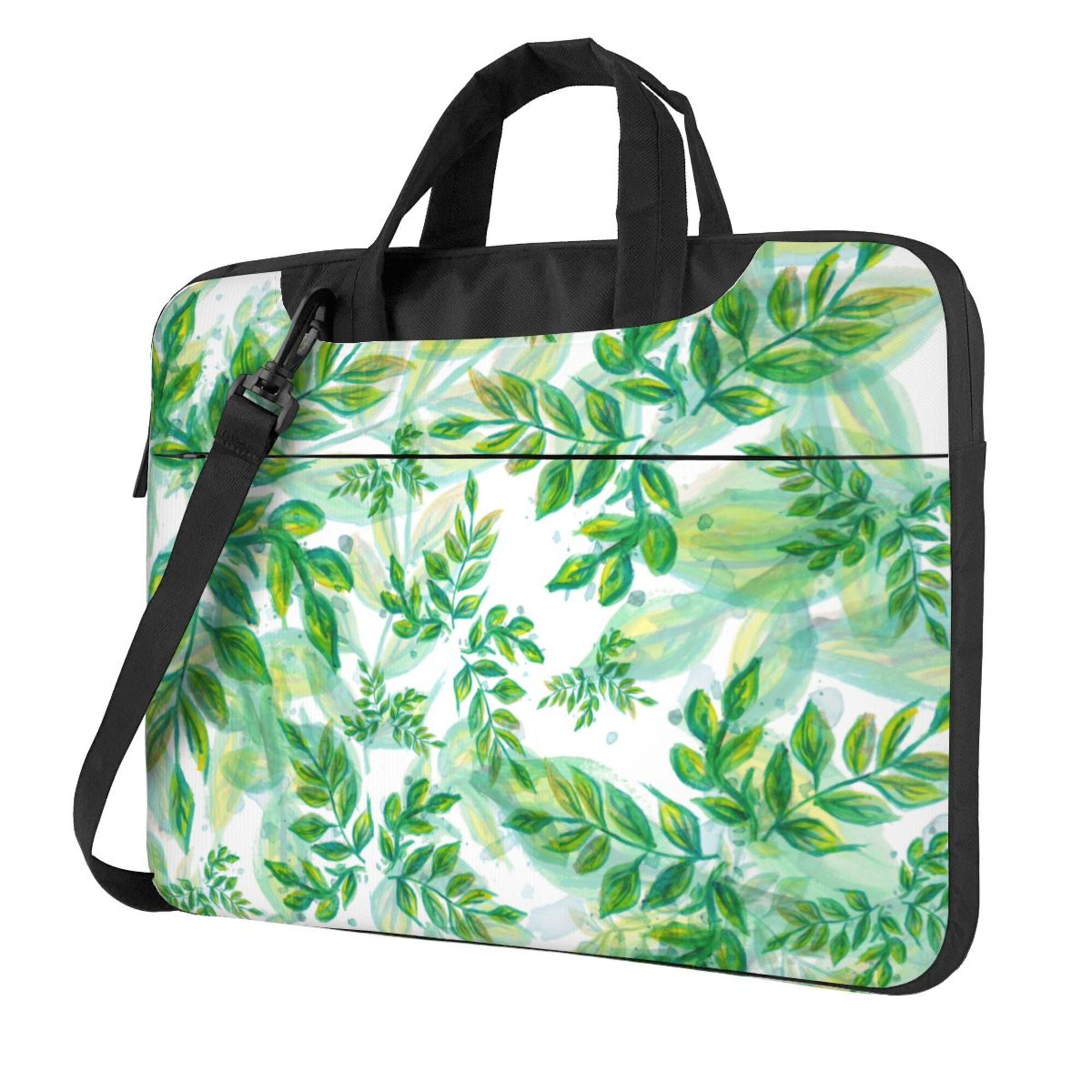 ZICANCN Laptop Case 13 inch, Leaves Green Pattern Work Shoulder ...
