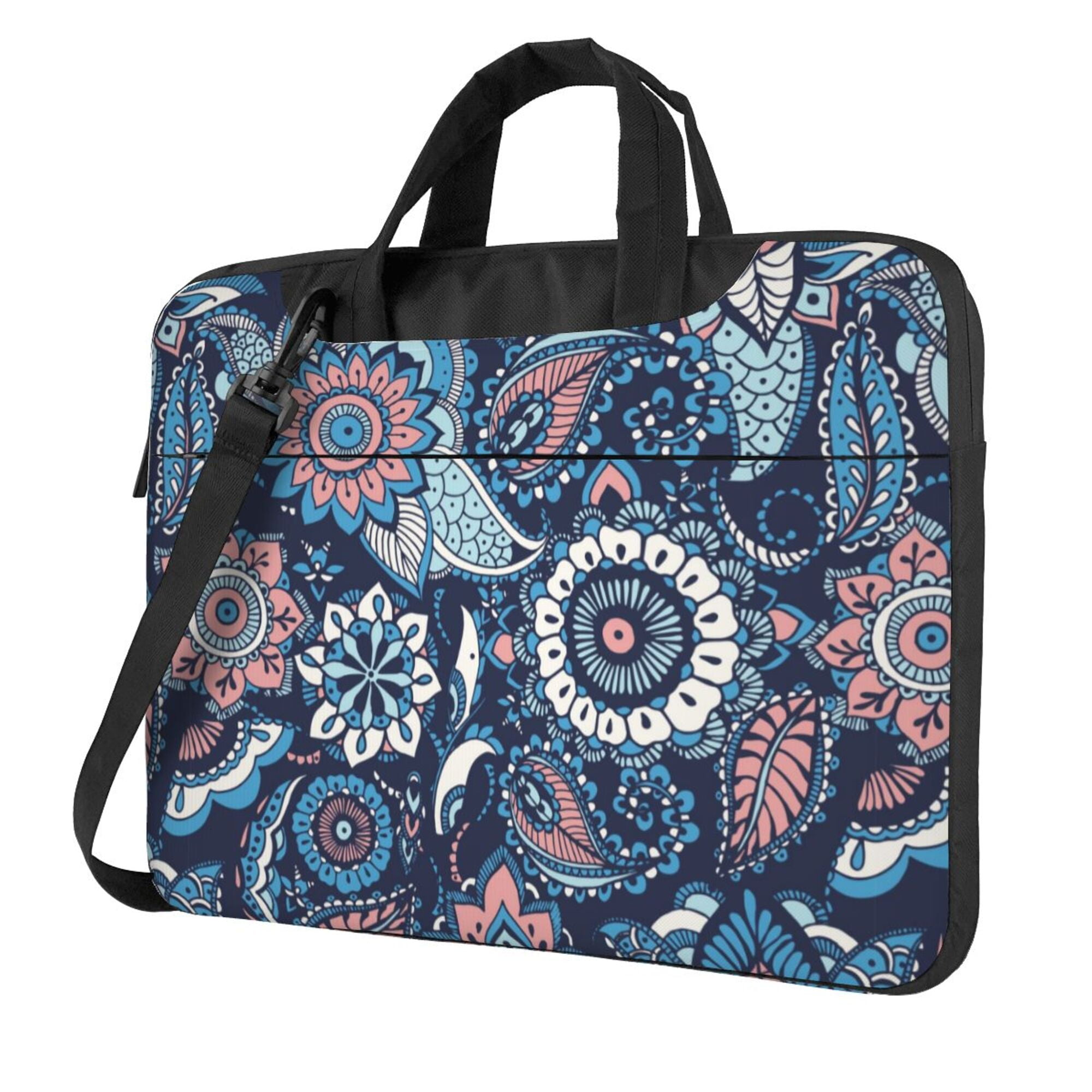 ZICANCN Laptop Case 13 inch, Ornate Swirl Blue Floral Work Shoulder ...