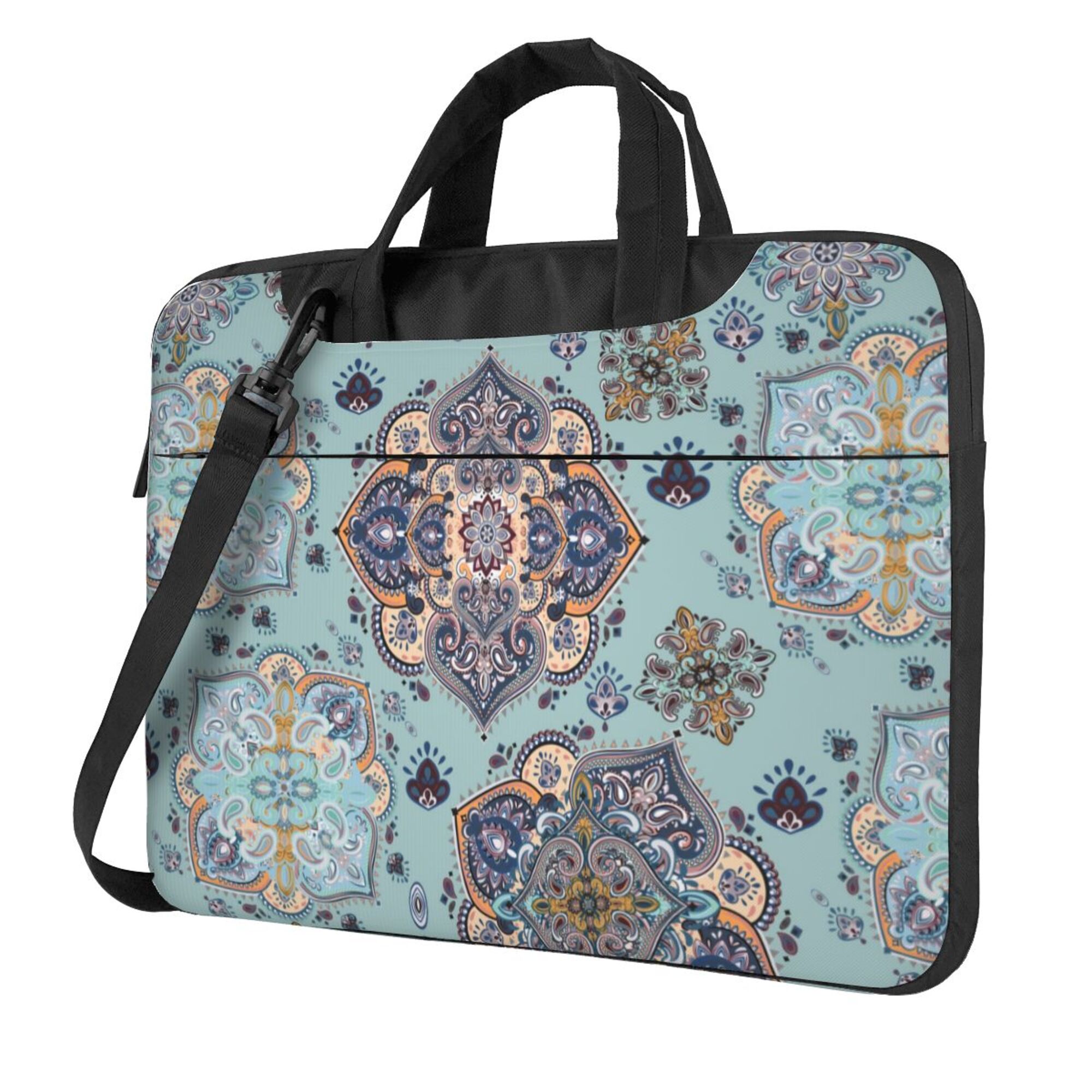ZICANCN Laptop Case 14 inch, Bohemian Vintage Blue Print Work Shoulder ...