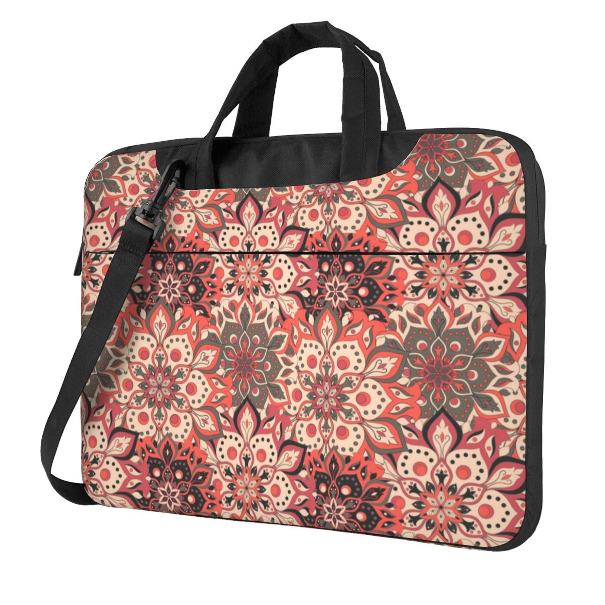 ZICANCN Laptop Case 14 inch, Boho Pink Floral Swirl Work Shoulder ...