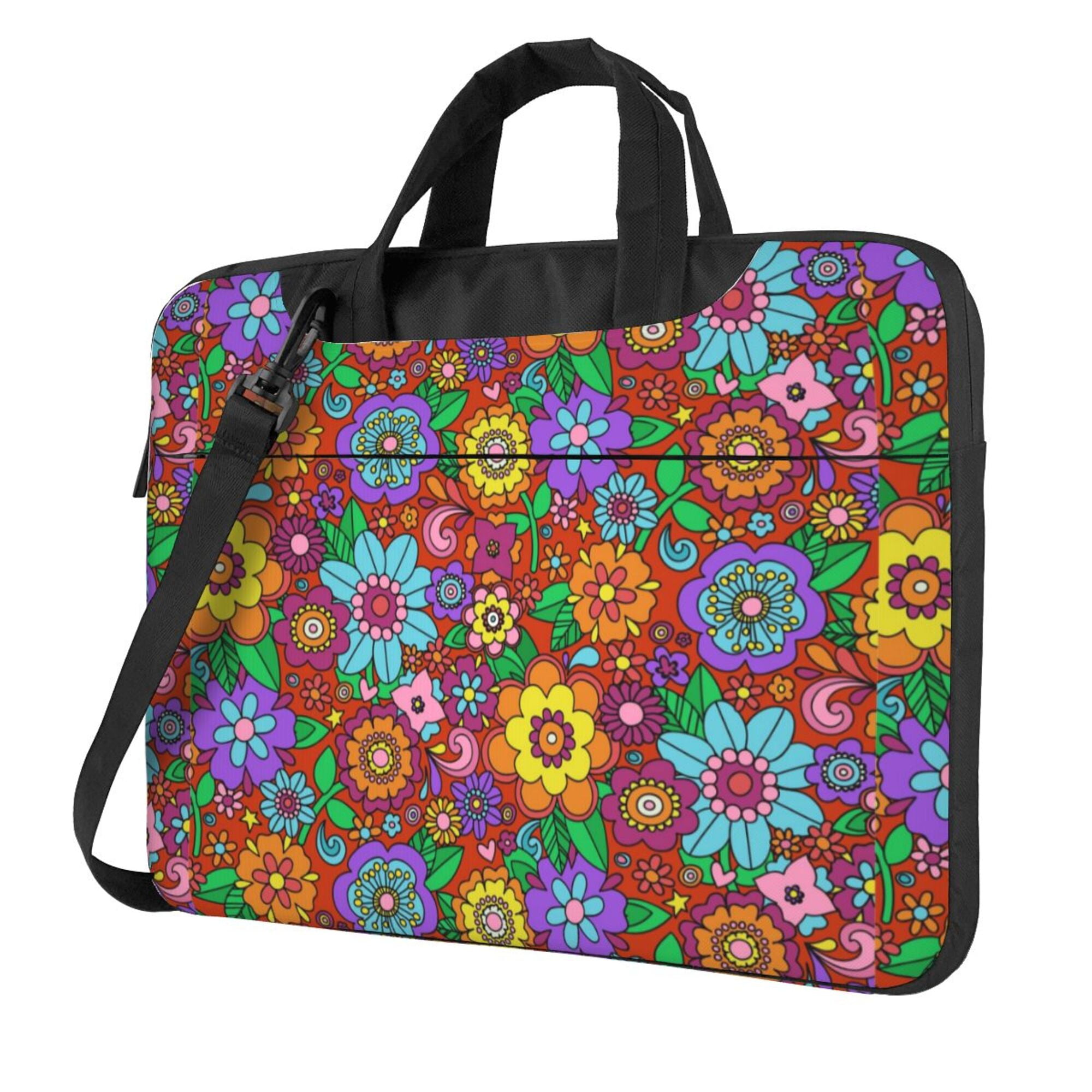 ZICANCN Laptop Case 14 inch, Colorful Groovy 70s Floral Work Shoulder ...