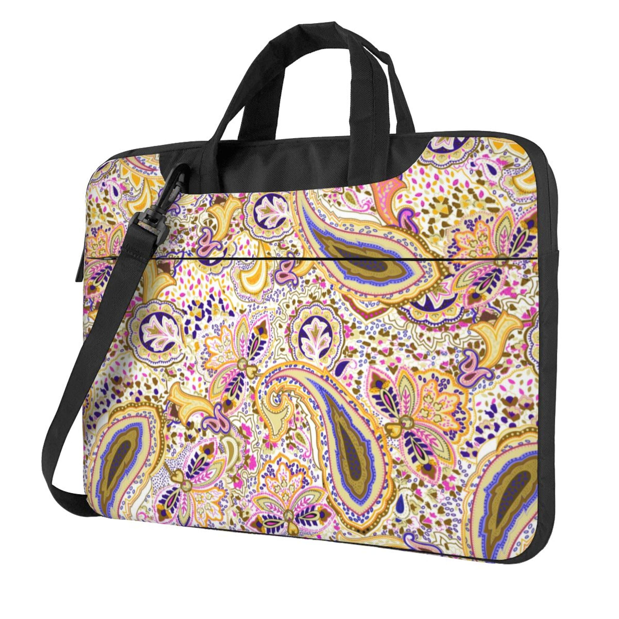 ZICANCN Laptop Case 14 inch, Gold Paisley Floral Work Shoulder ...