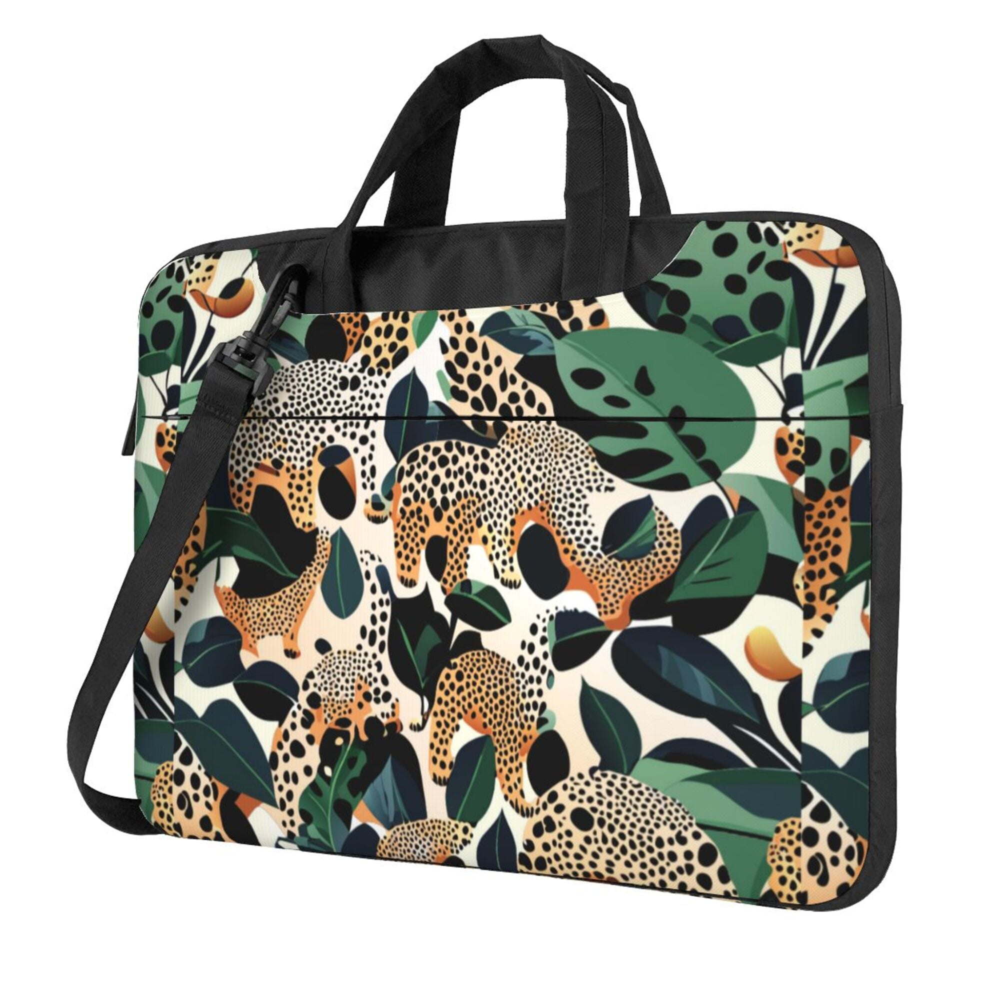 ZICANCN Laptop Case 14 inch, Green Leopard Animal Forest Work Shoulder ...