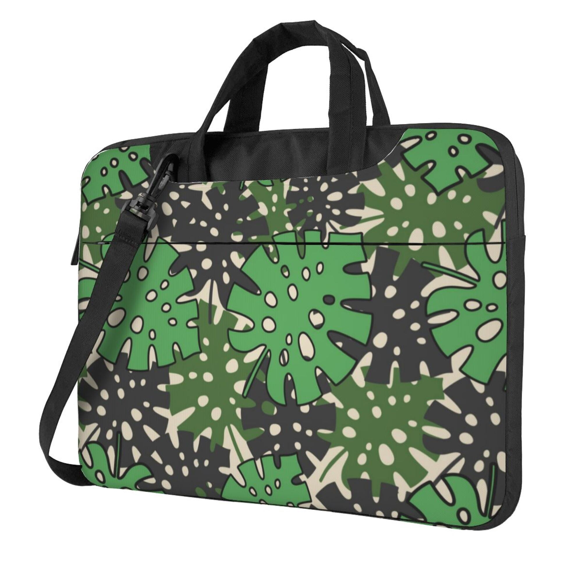 ZICANCN Laptop Case 14 inch, Green Seamless Palm Leaf Work Shoulder ...