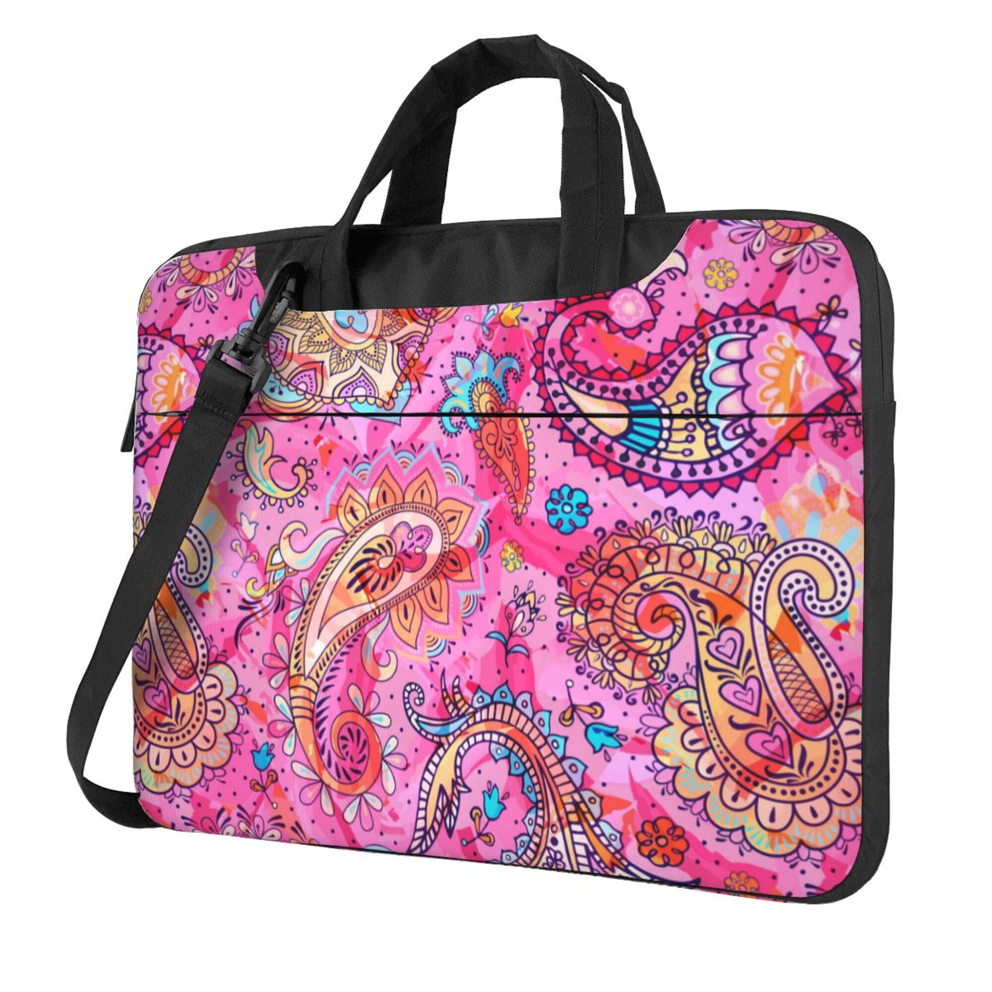 ZICANCN Laptop Case 14 inch, Indian Ethnic Paisley Floral Work Shoulder ...
