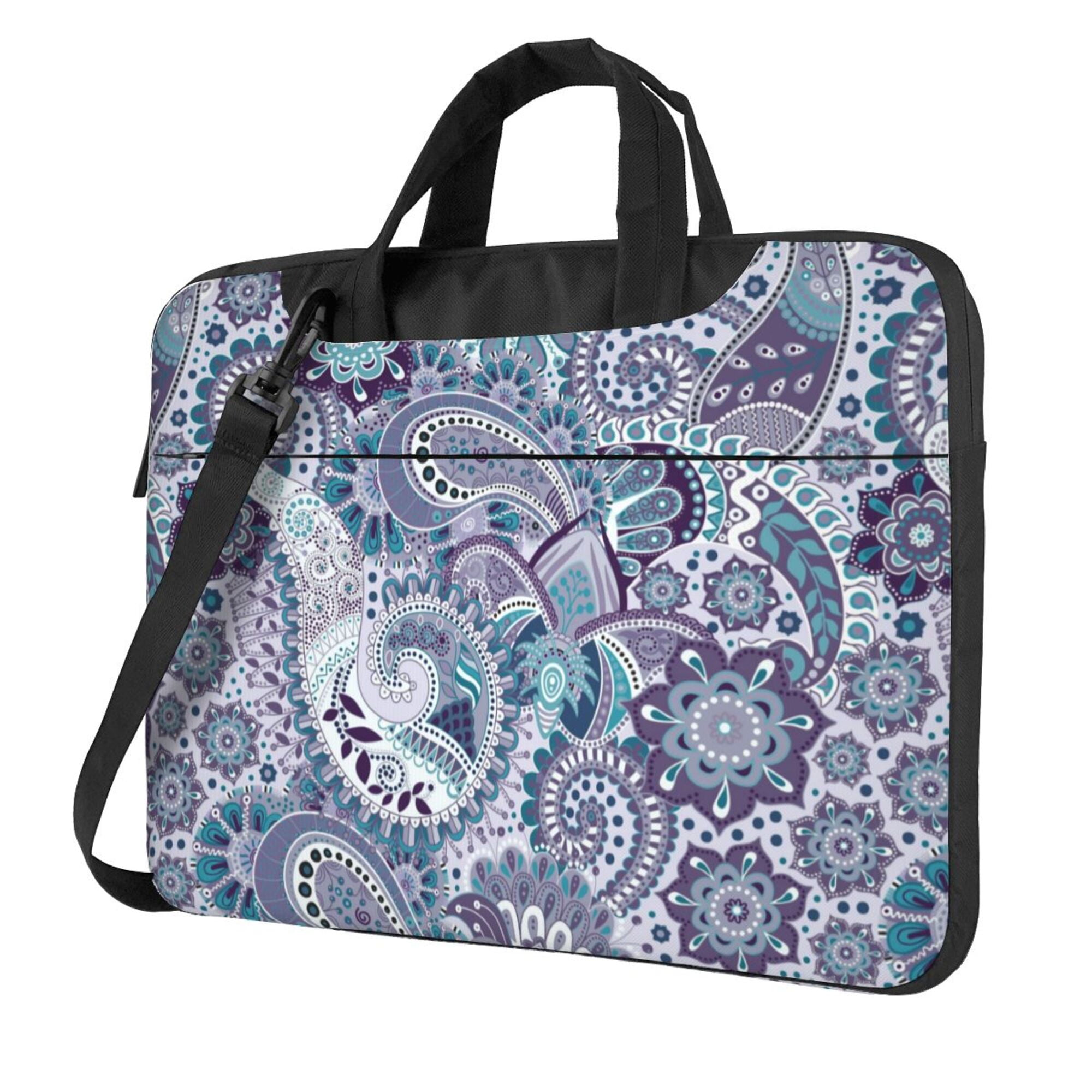 ZICANCN Laptop Case 14 inch, Indian Paisley Purple Floral Work Shoulder ...