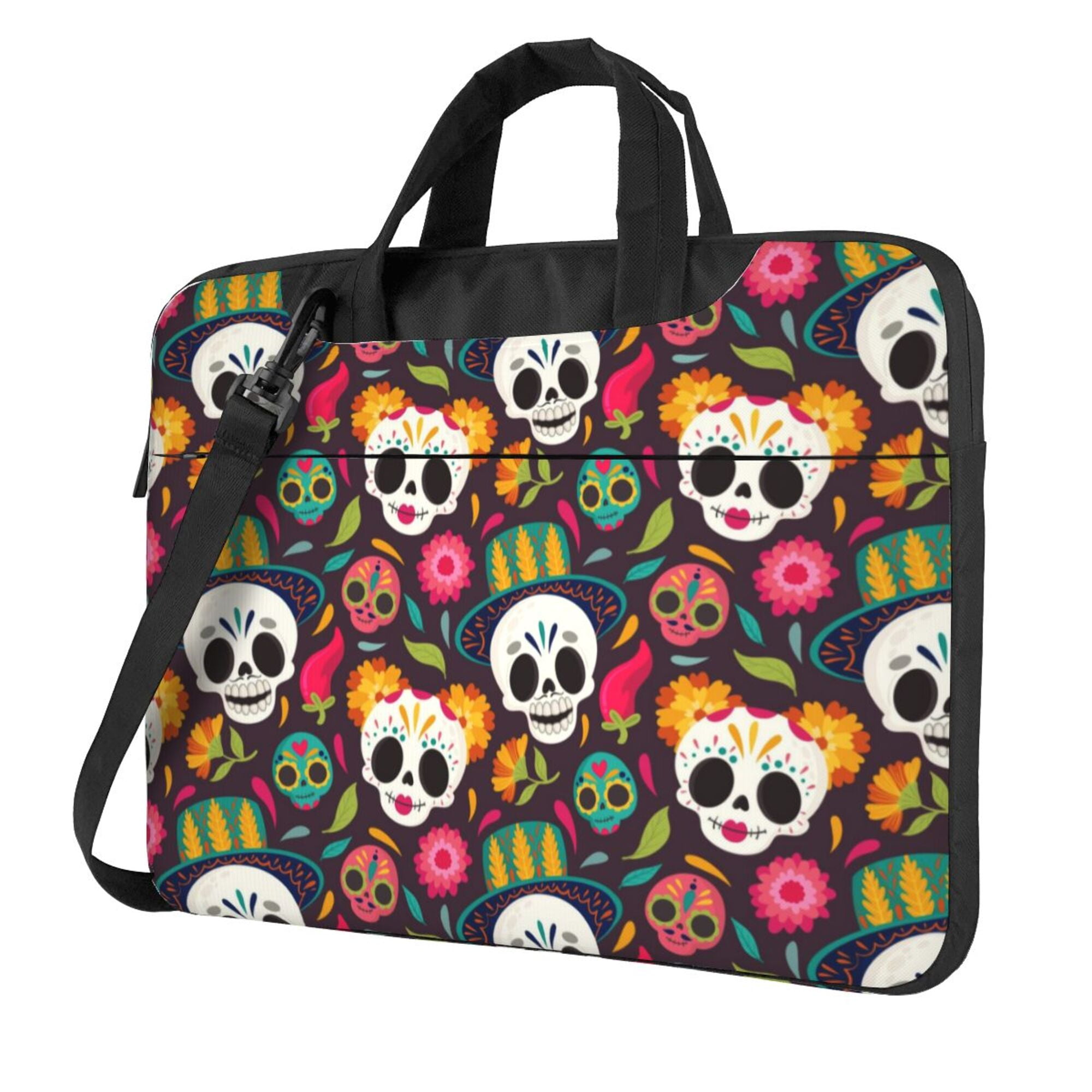 ZICANCN Laptop Case 14 inch, Mexican Skull Floral Gothic Work Shoulder ...
