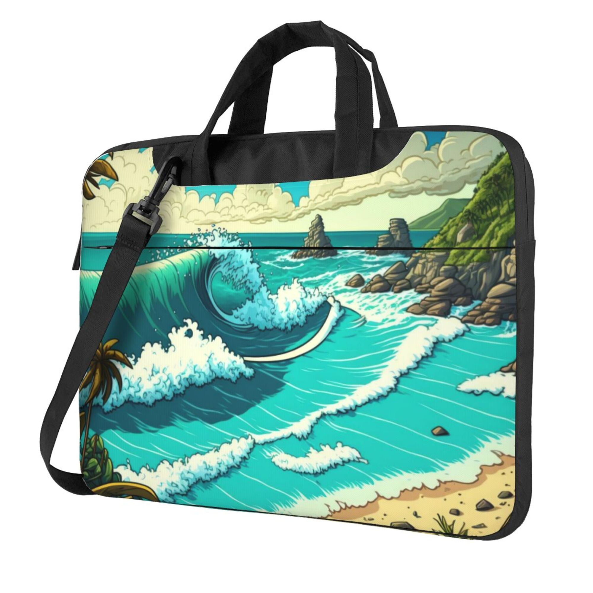 ZICANCN Laptop Case 14 inch, Ocean Wave Wild Beach Work Shoulder ...