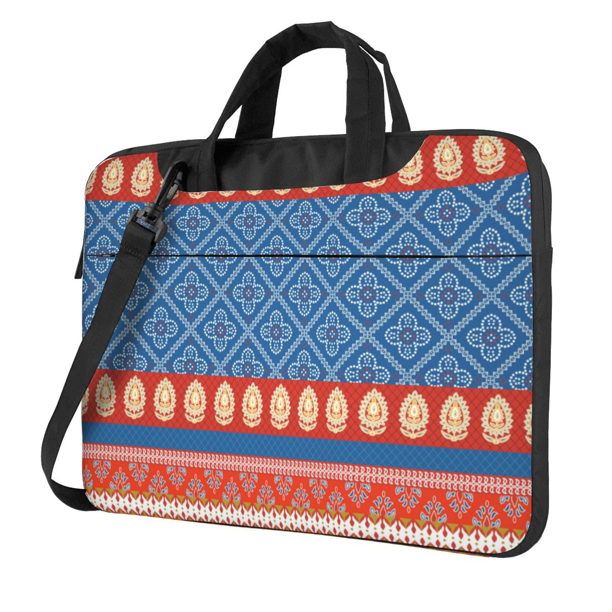 ZICANCN Laptop Case 14 inch, Orange Floral Stripe Aztec Work Shoulder ...