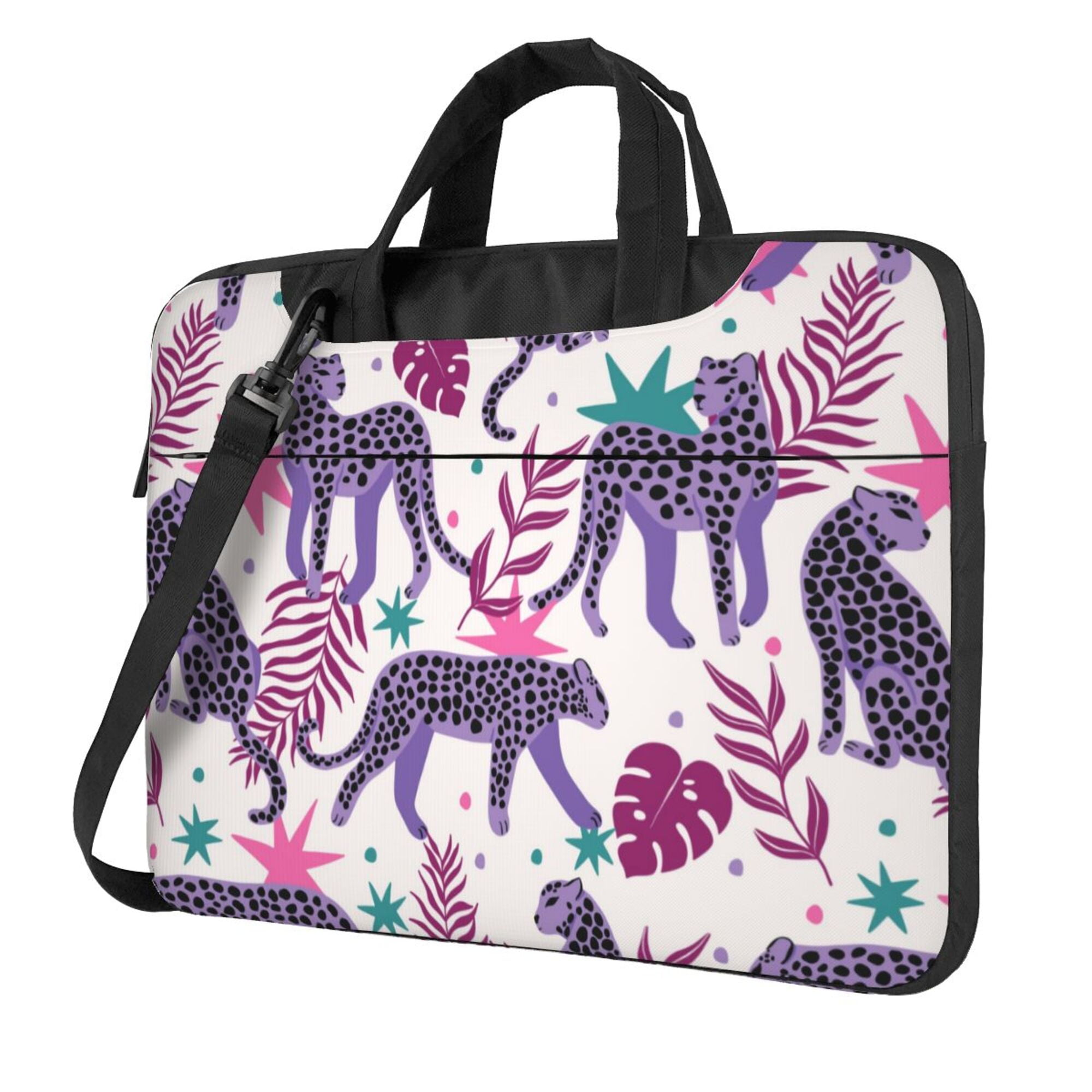 ZICANCN Laptop Case 14 inch, Purple Cheetah Star Leaf Work Shoulder ...