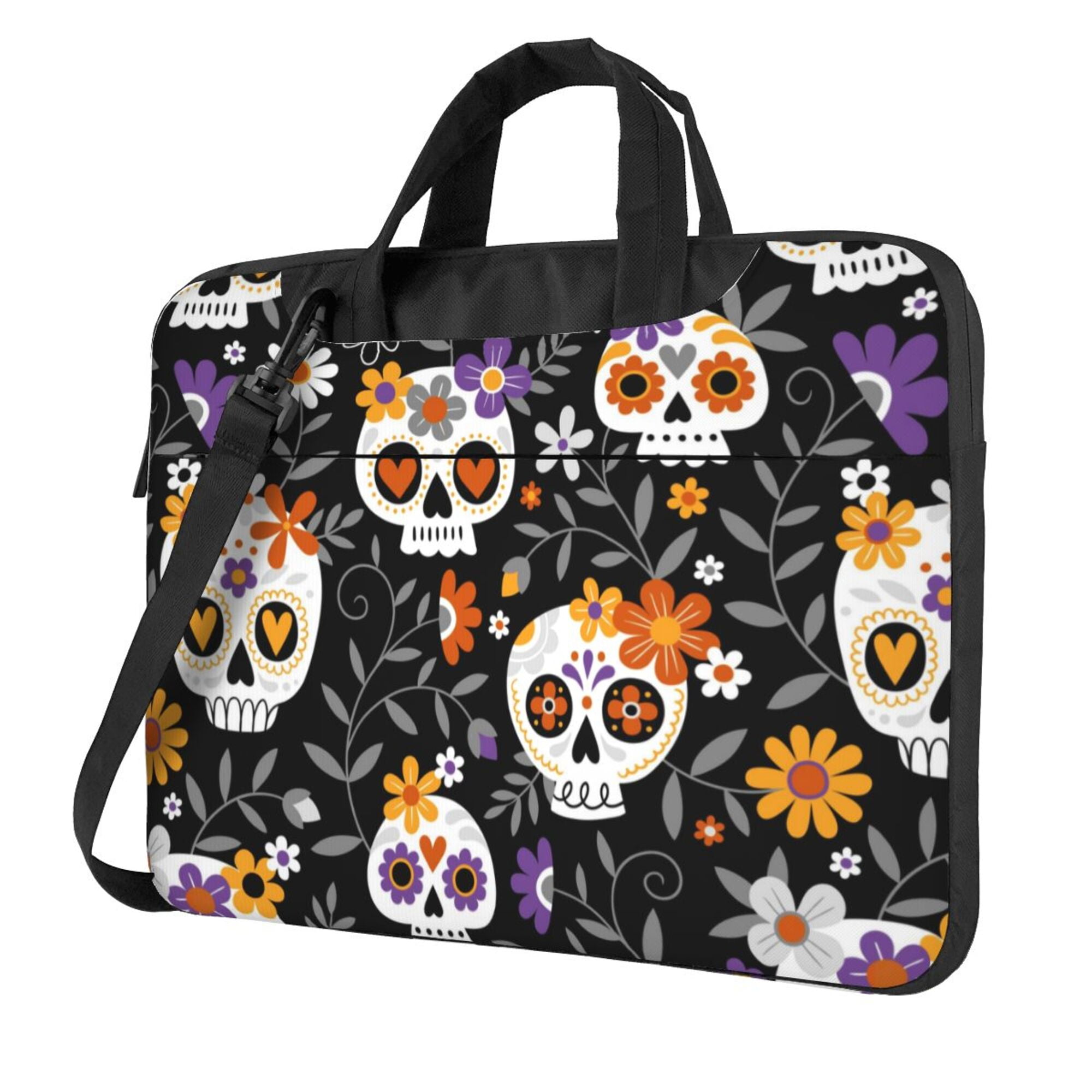ZICANCN Laptop Case 15.6 inch, Black Sugar Skulls Flowers Work Shoulder ...