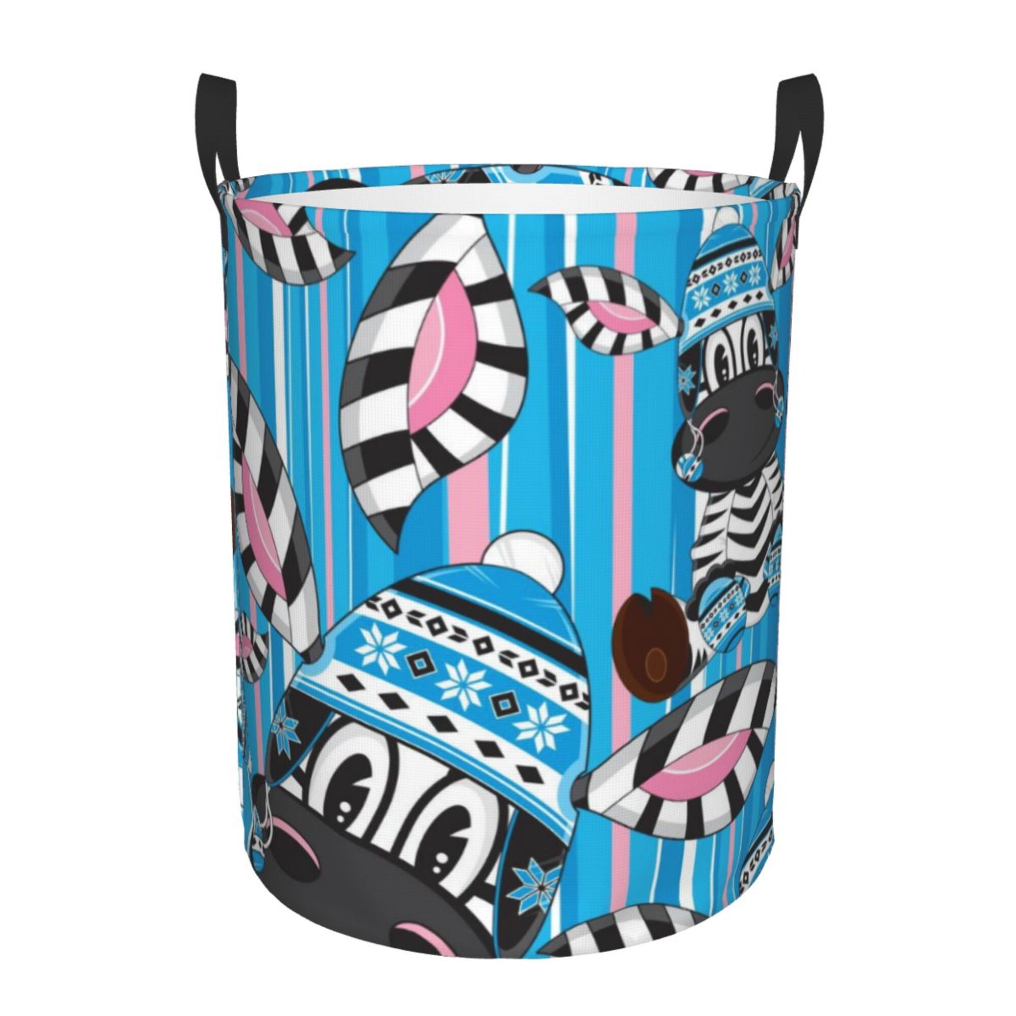 ZICANCN Laundry Basket Organizer, Blue Striped Zebra Collapsible Hamper ...