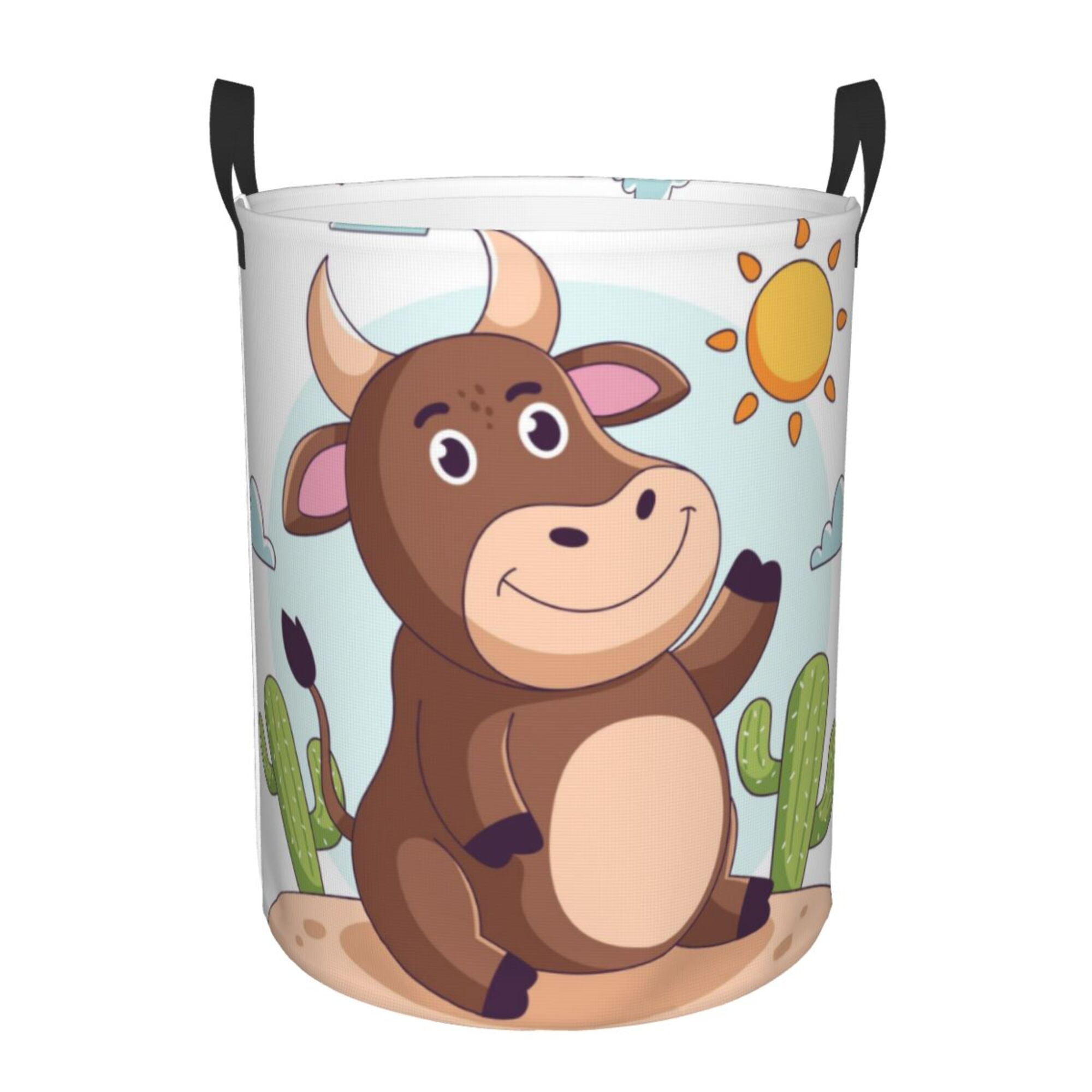 ZICANCN Laundry Basket Organizer, Cartoon Bull Hello Illustration ...