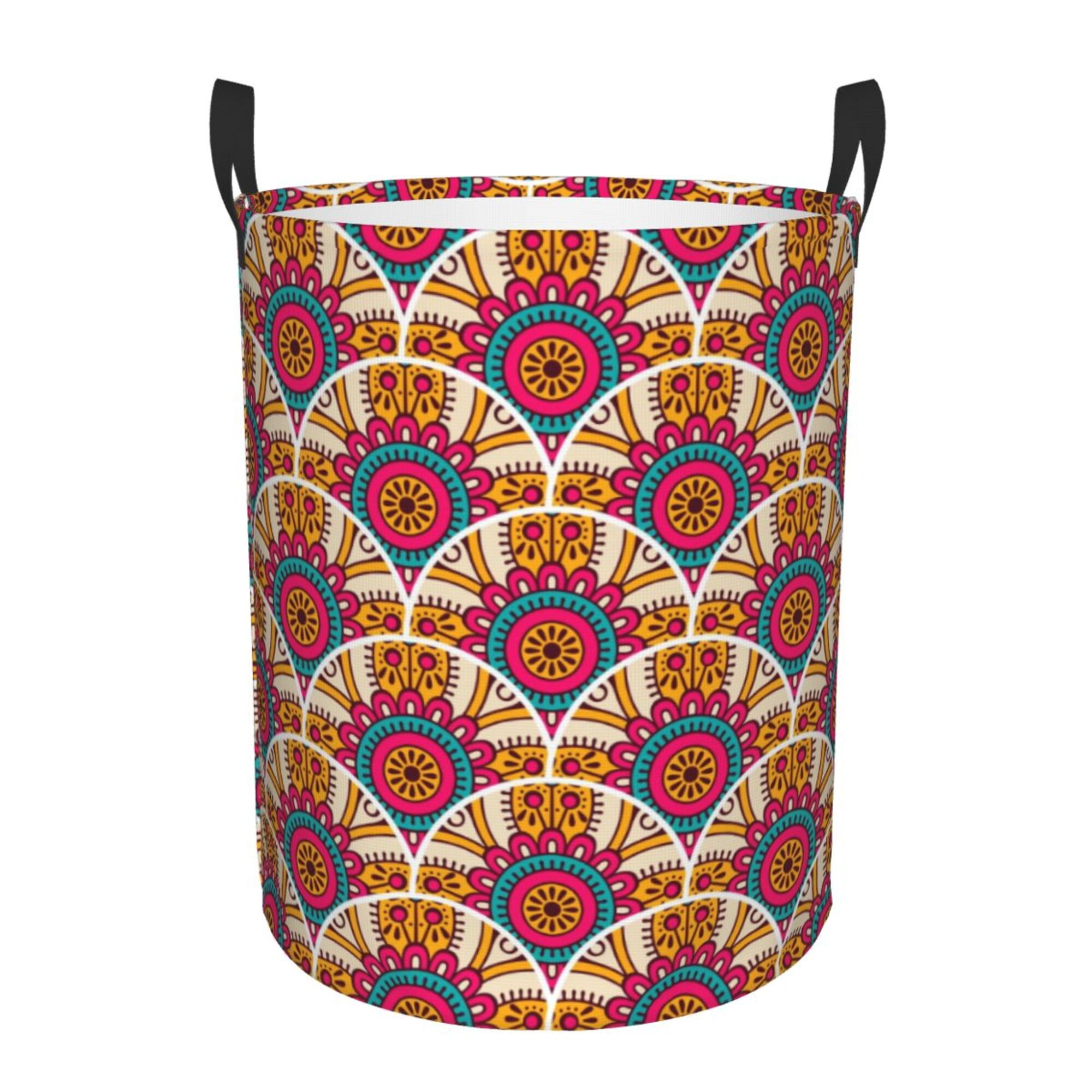ZICANCN Laundry Basket Organizer, Colorful Floral Circle Decorative ...