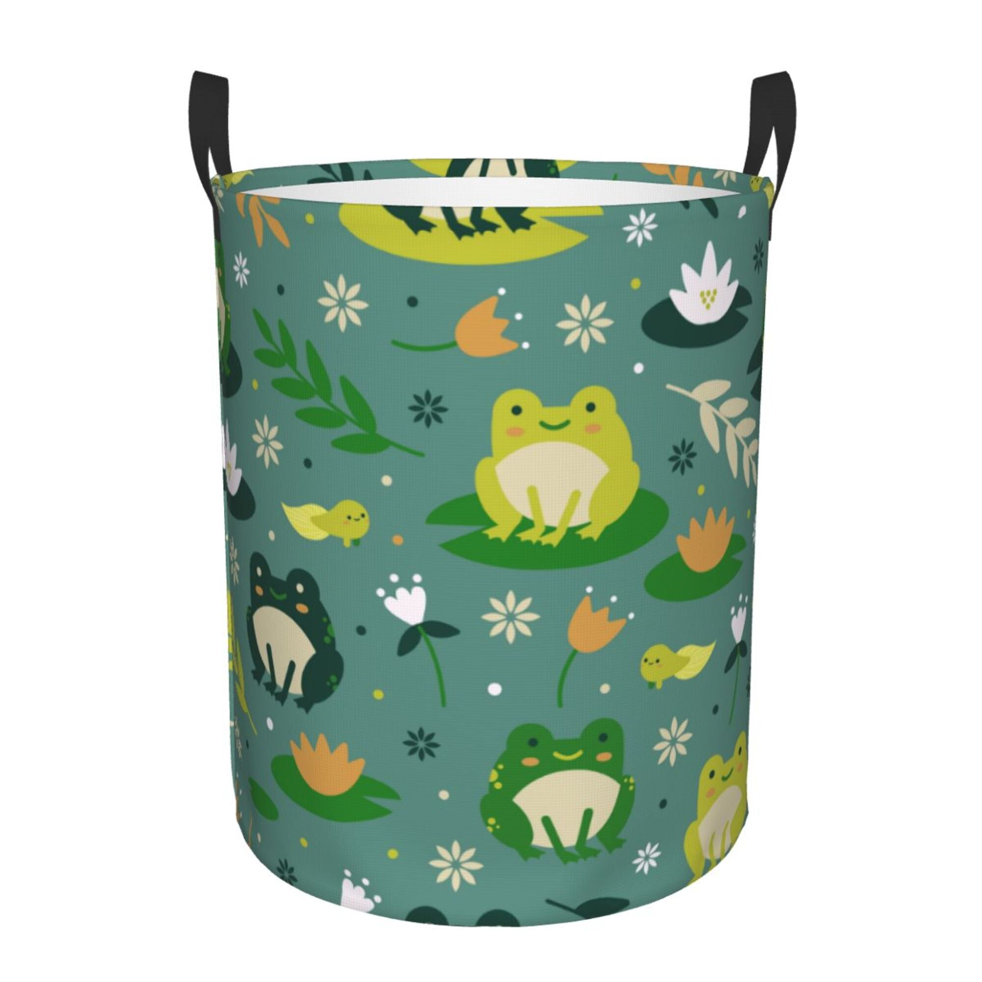 ZICANCN Laundry Basket Organizer, Green Happy Frogs Collapsible Hamper ...