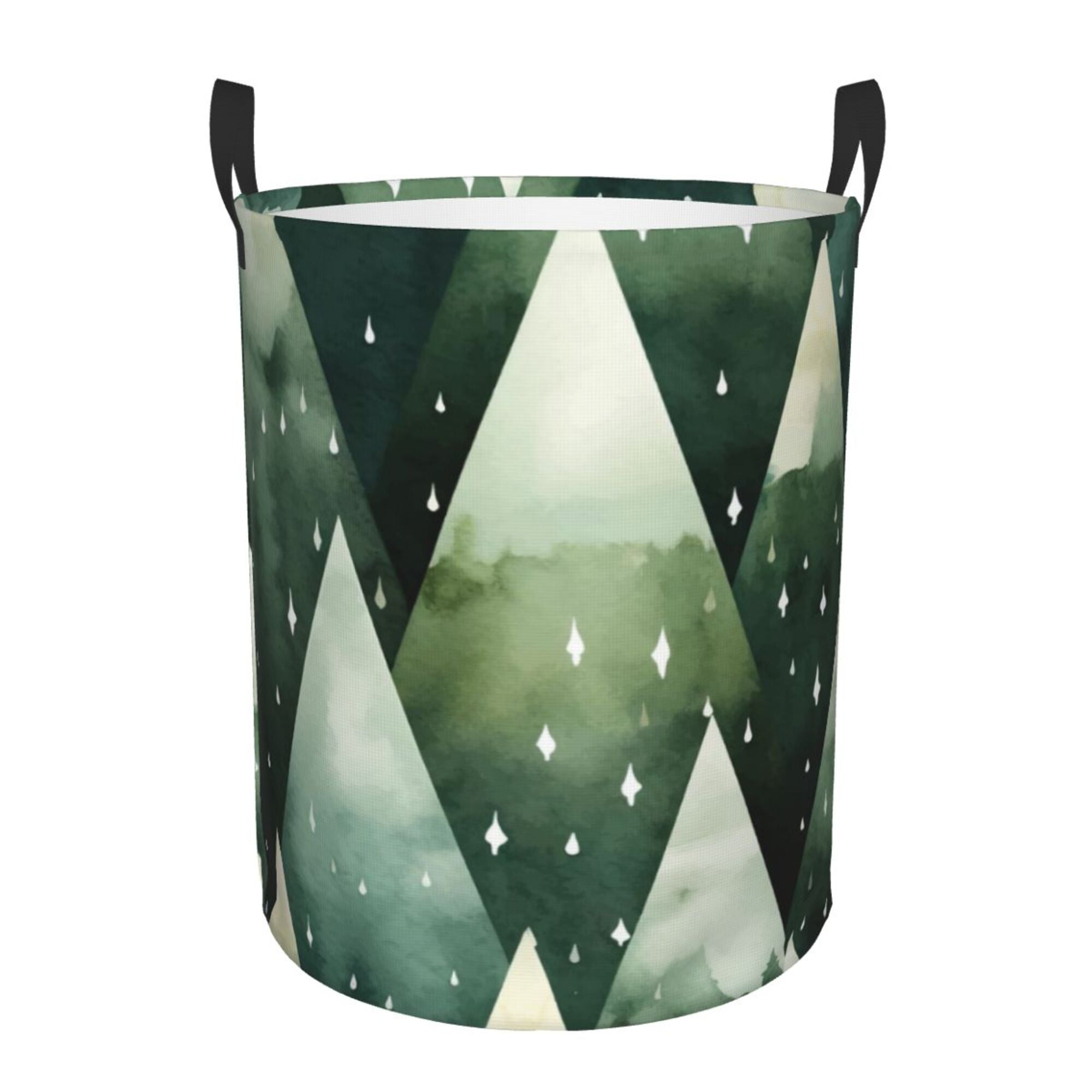 ZICANCN Laundry Basket Organizer, Green Triangles Spruce Snowflakes ...