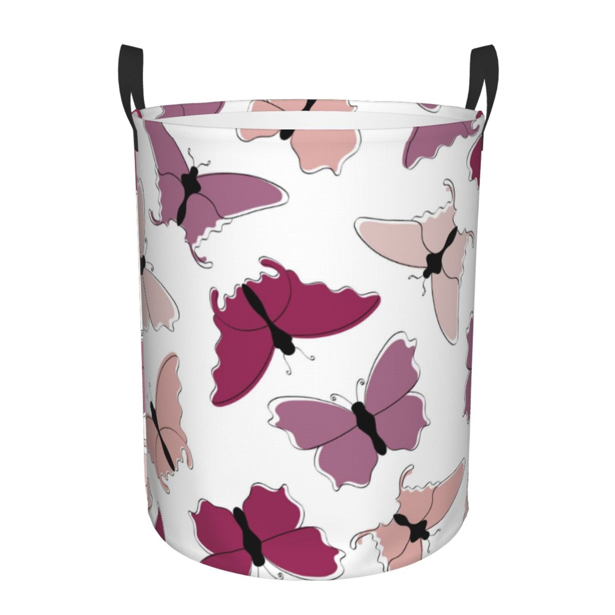 ZICANCN Laundry Basket Organizer, Pink Butterflies Seamless Texture ...