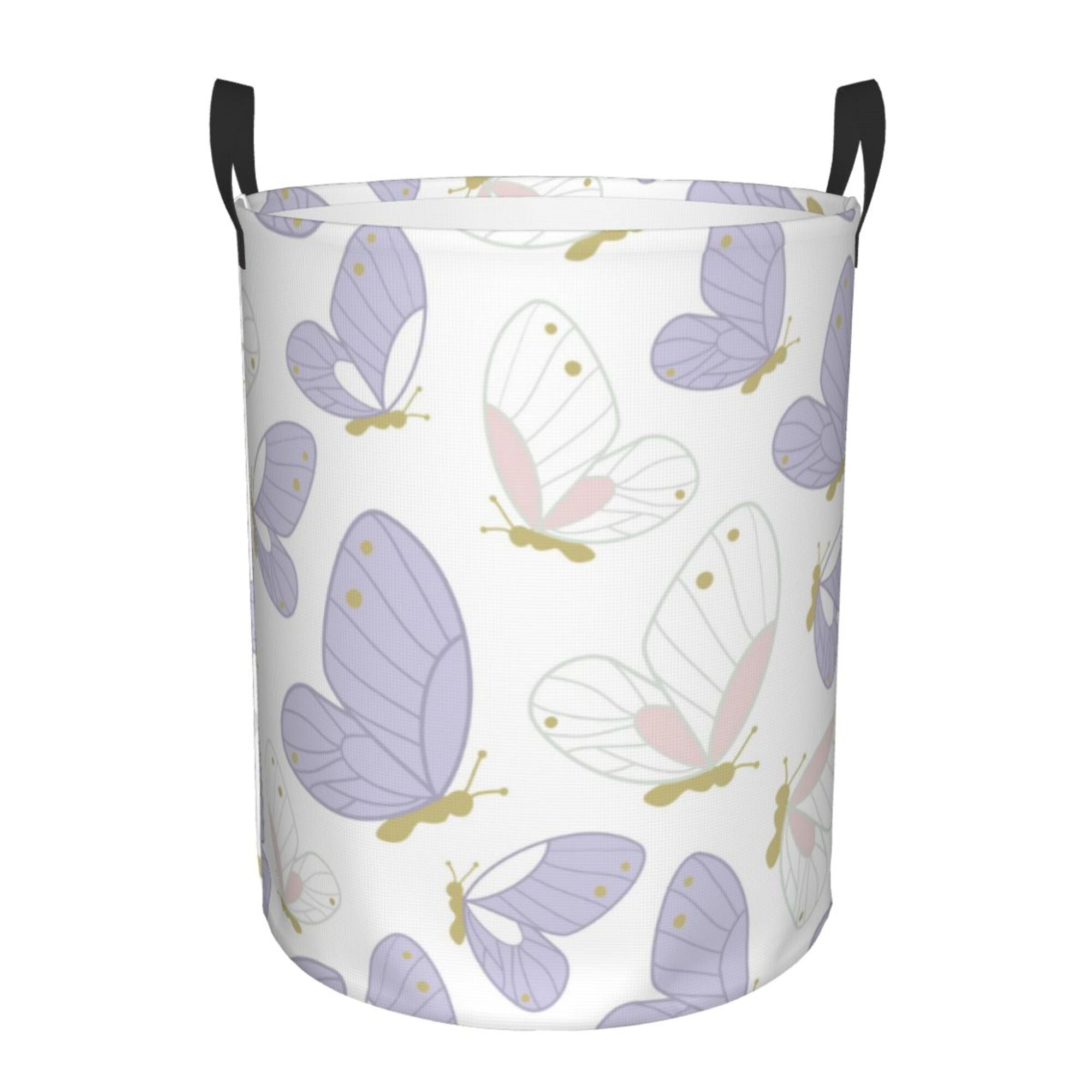 ZICANCN Laundry Basket Organizer, Purple Butterflies White Background ...