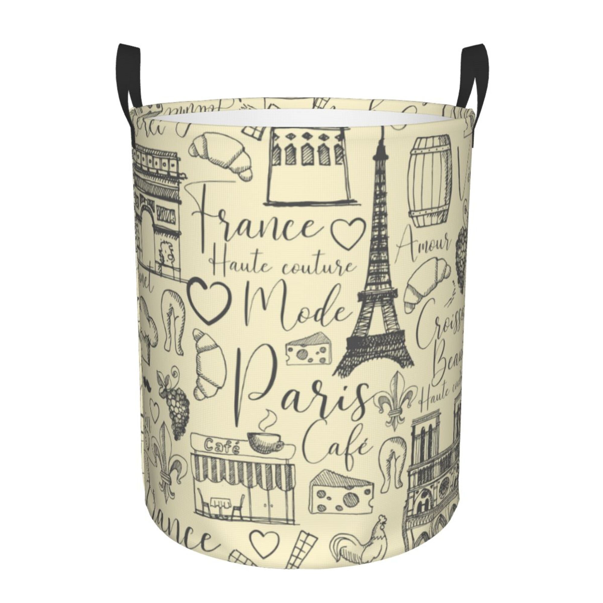 ZICANCN Laundry Basket Organizer, Retro Paris Tower Doodle Collapsible ...