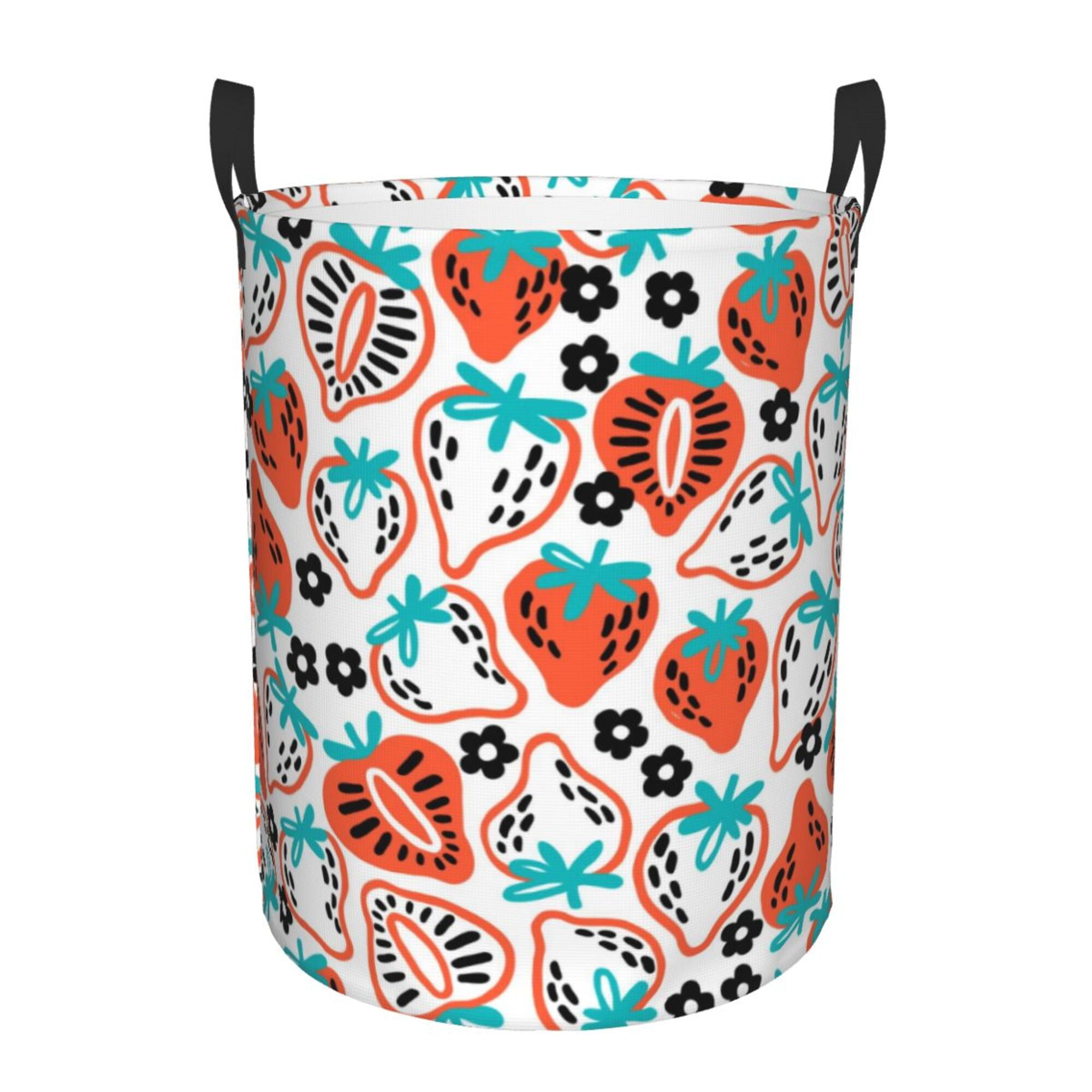 ZICANCN Laundry Basket Organizer, Seamless Strawberry Flower Leaf ...