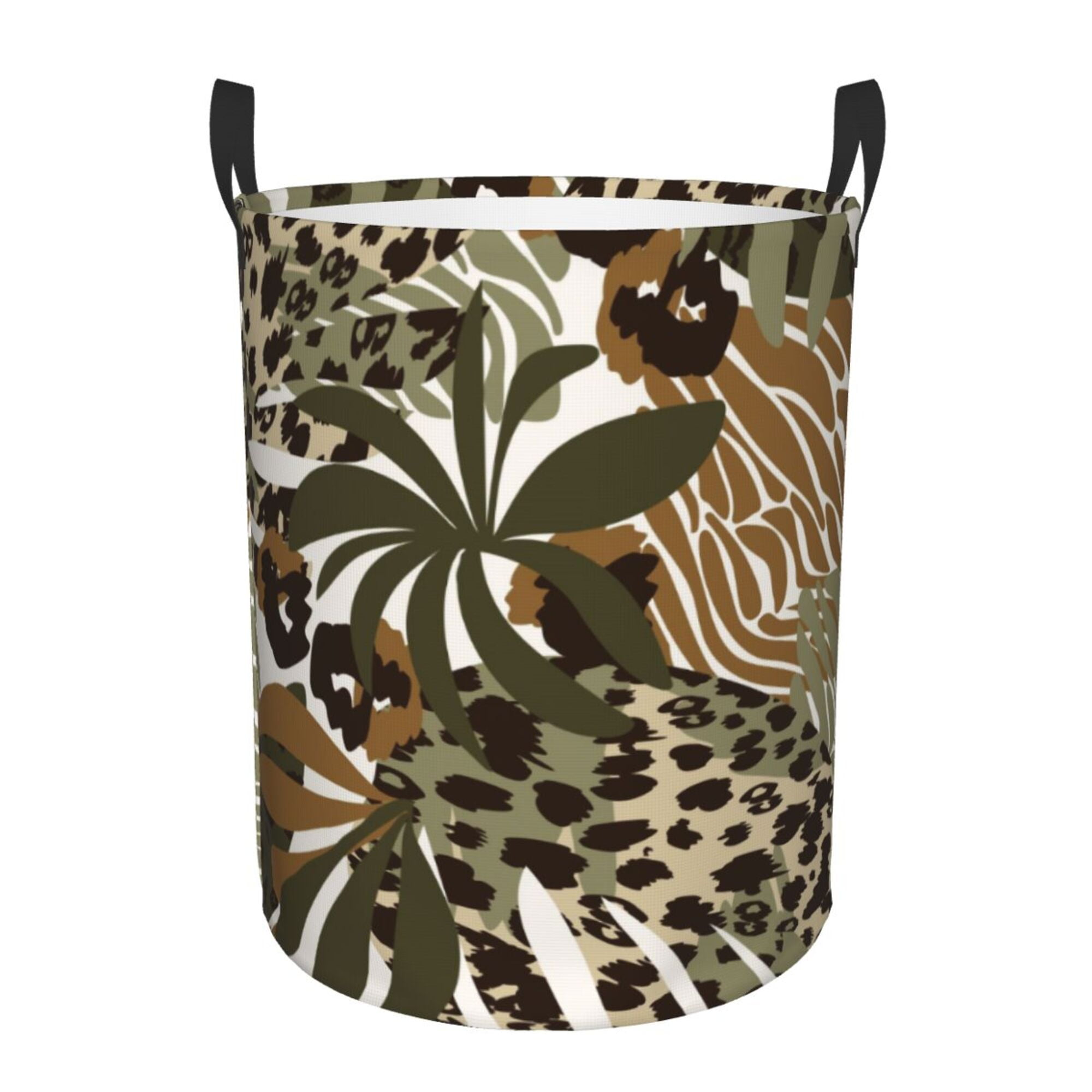 ZICANCN Laundry Basket Organizer, Teal Leopard Leaf Collapsible Hamper ...