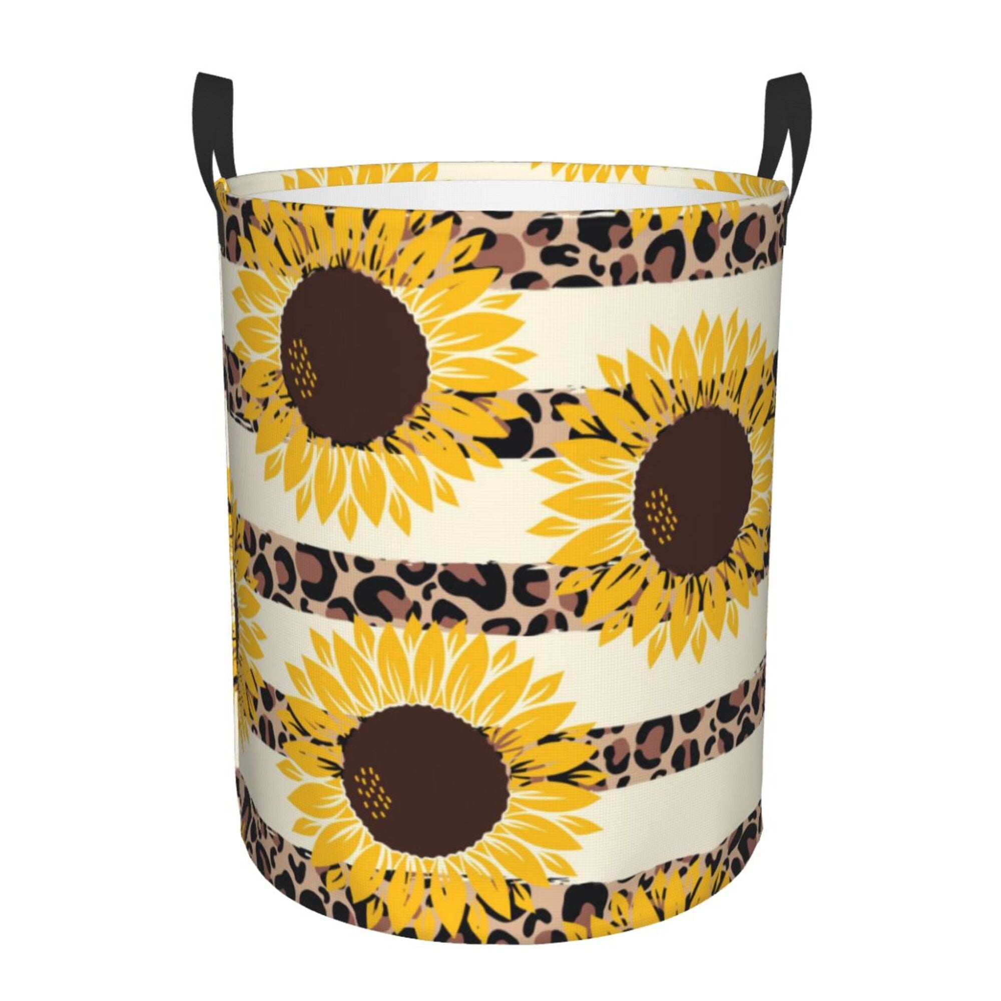 ZICANCN Laundry Basket Organizer, Yellow Sunflowers Leopard Print ...