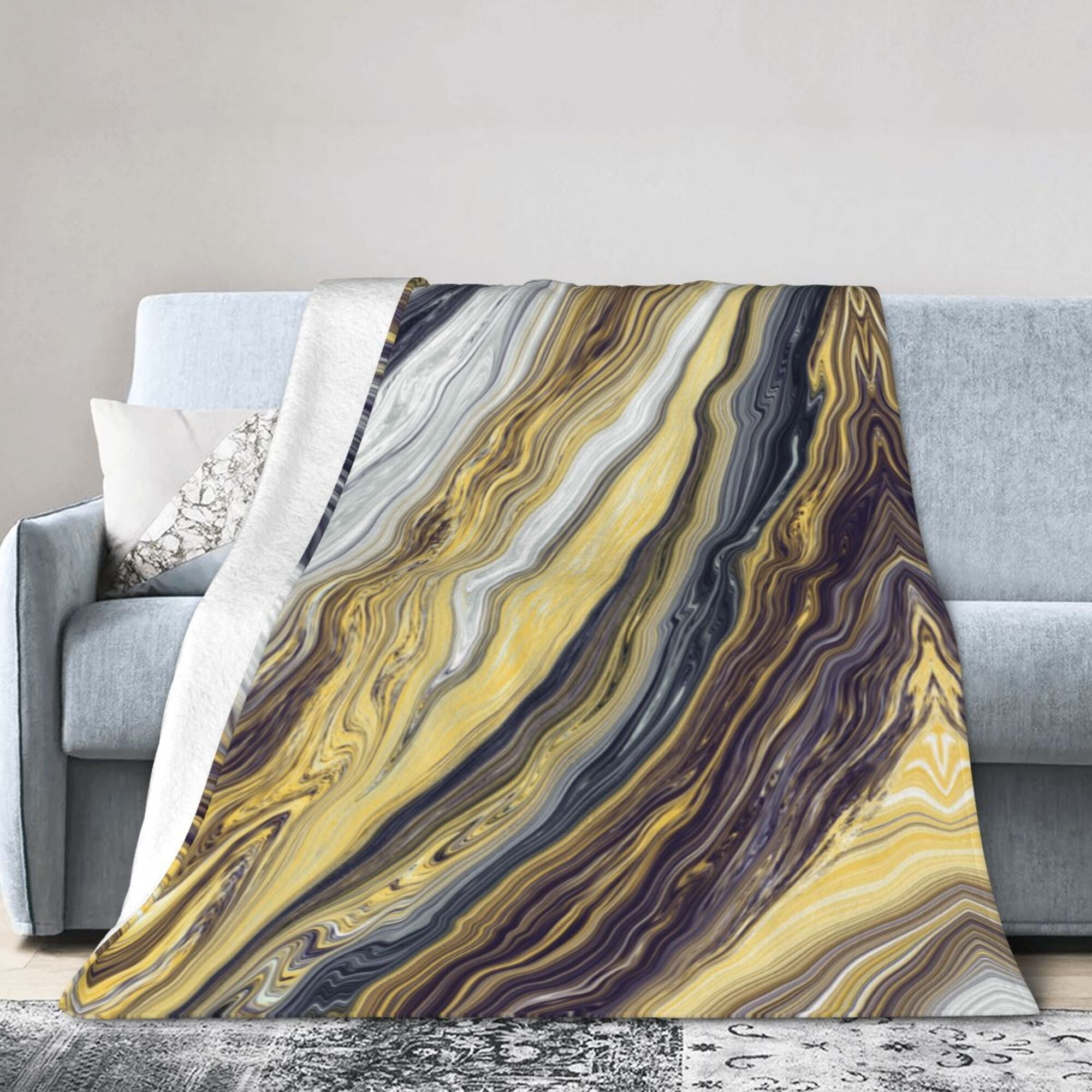 ZICANCN Marble Liquid Pattern Anti-Pilling Flannel Bed Throw Blankets ...