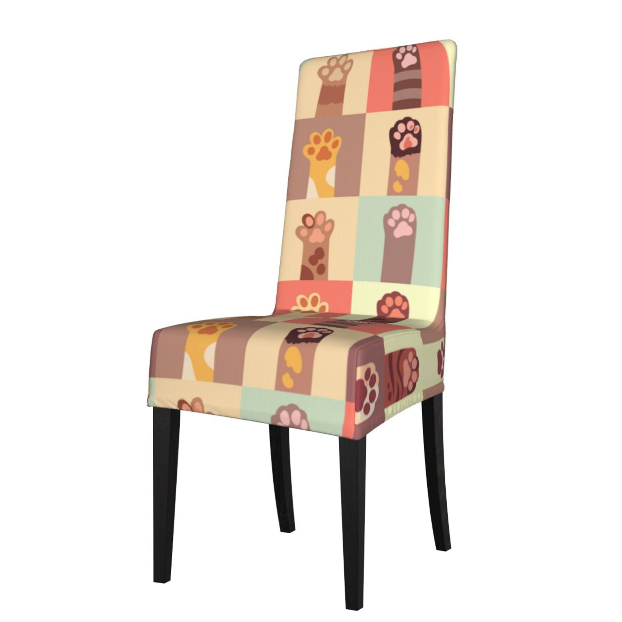 ZICANCN Multicolor Checkered Cat Paw Print Chair Protectors Seat Covers ...