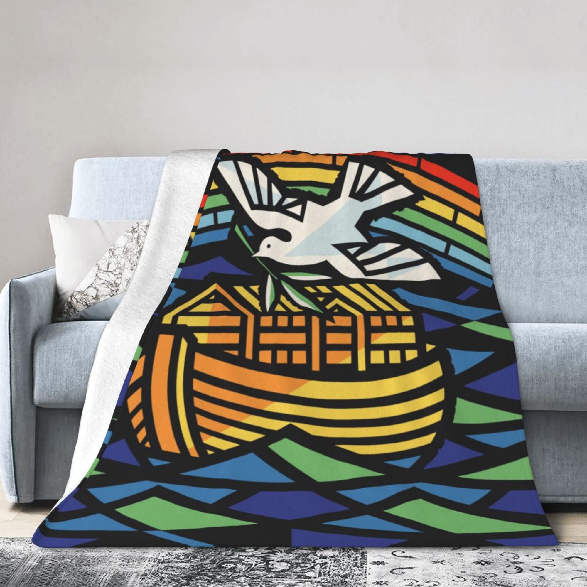 ZICANCN Noah Ark Flood Rainbow Anti-Pilling Flannel Bed Throw Blankets - Couch-Ultra-Soft Micro ...