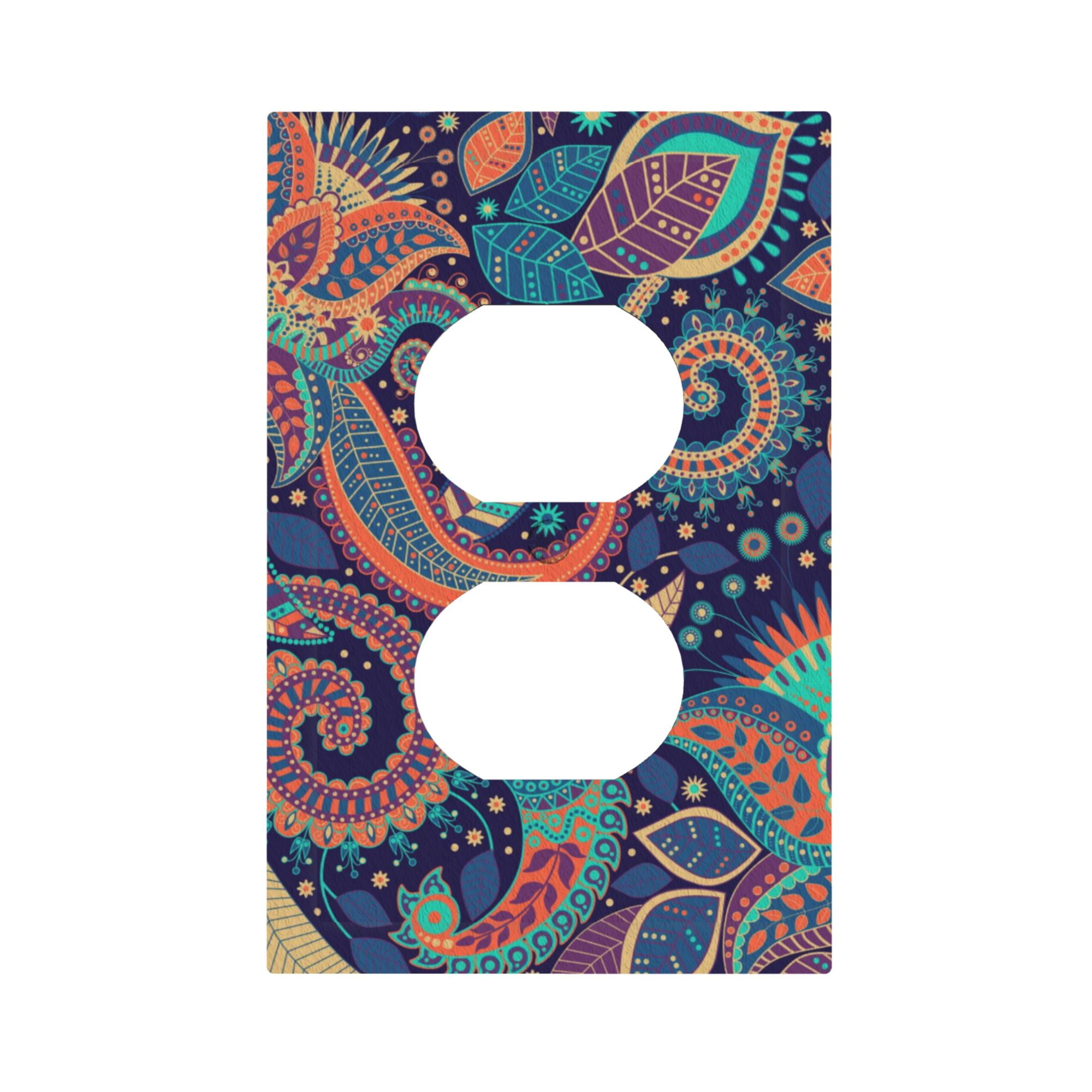 ZICANCN Outlet Covers Wall Plate, Blue Paisley Abstract Flowers Light ...