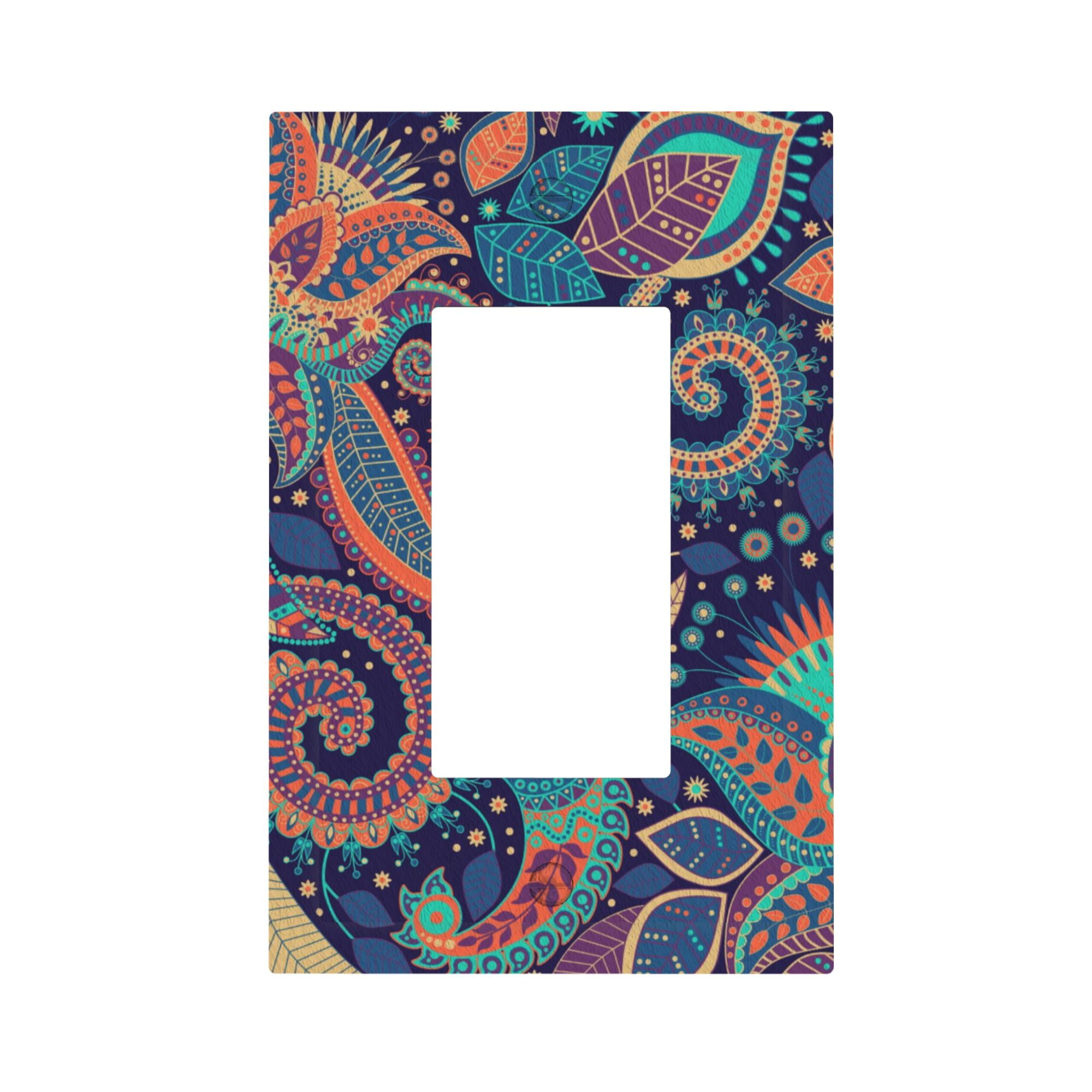 ZICANCN Outlet Covers Wall Plate, Blue Paisley Abstract Flowers Light ...
