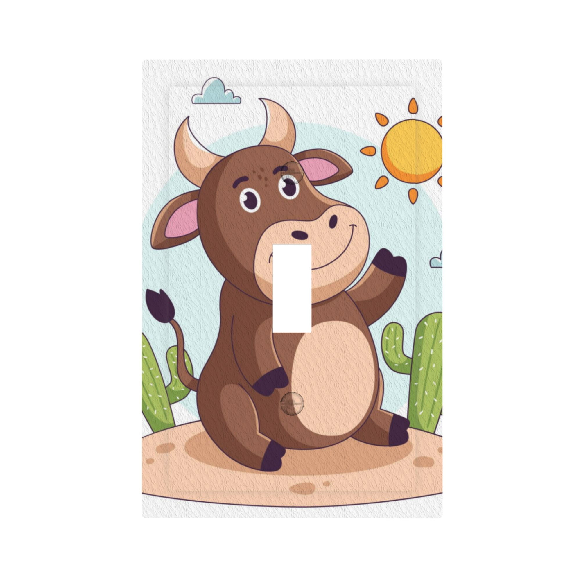 ZICANCN Outlet Covers Wall Plate, Cartoon Bull Hello Illustration Light ...